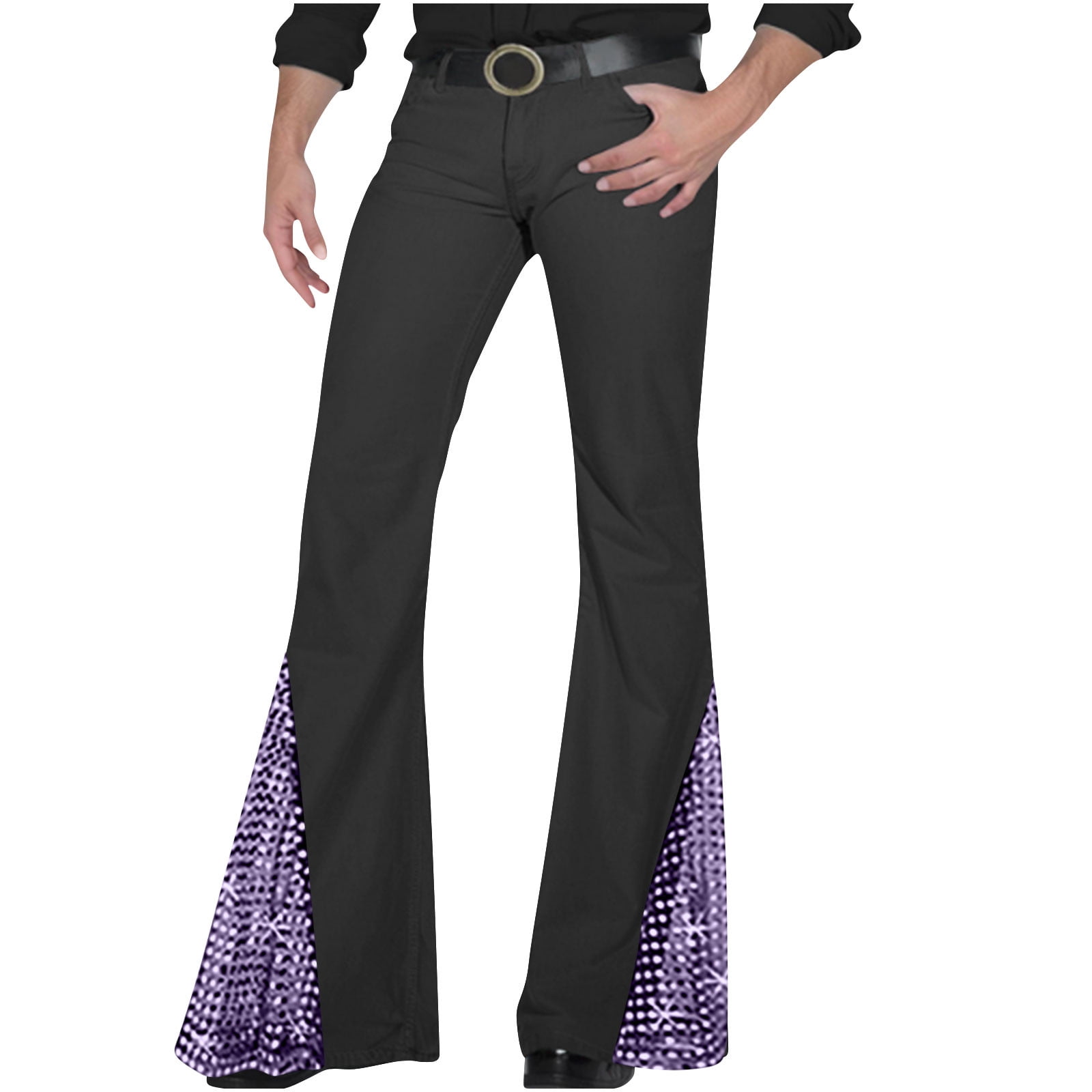 Miluxas Mens 70s Disco Pants Vintage Bell Bottom Sparkling Sequin Pants ...