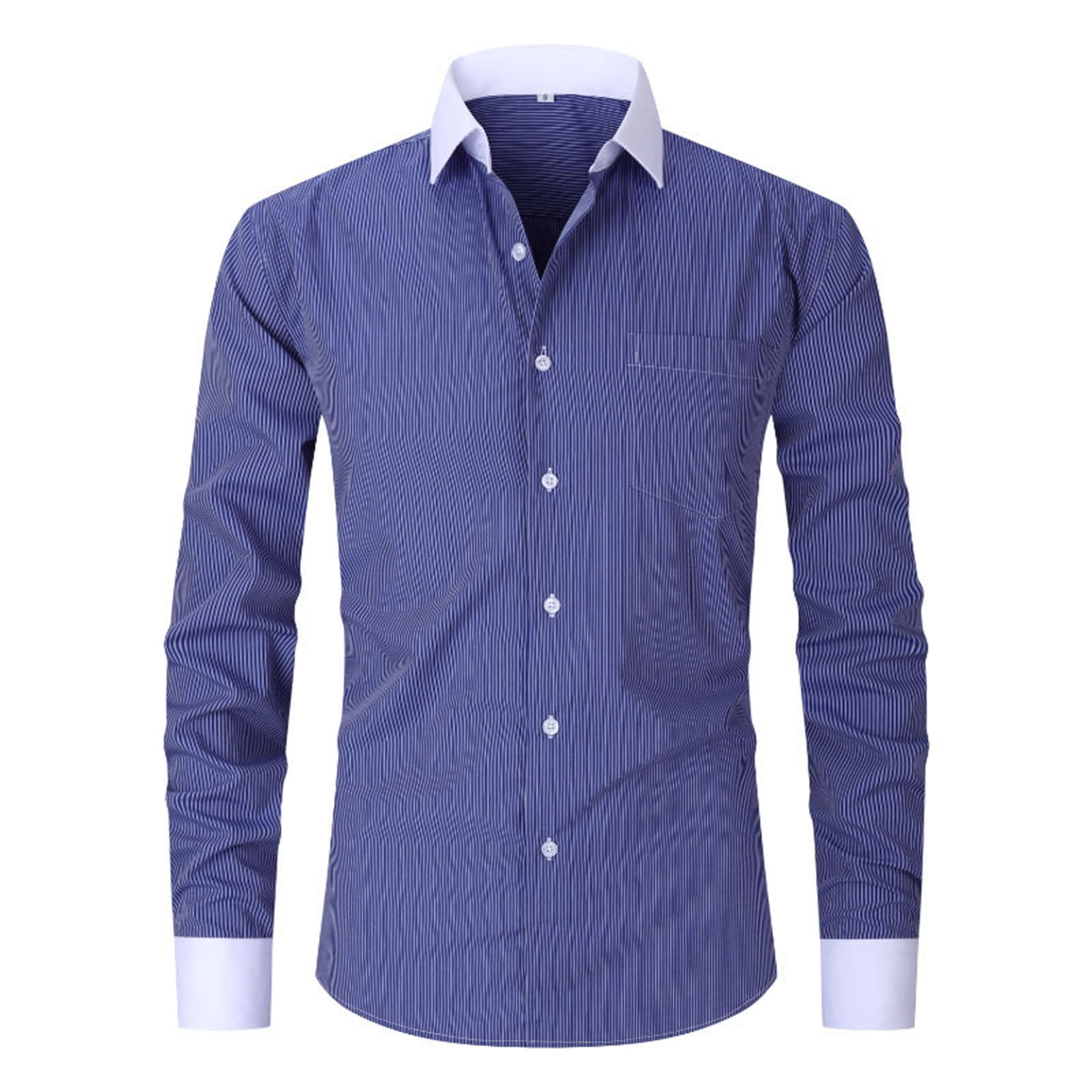 Miluxas Mens Casual Button Down Dress Shirts Long Sleeve Stretch ...