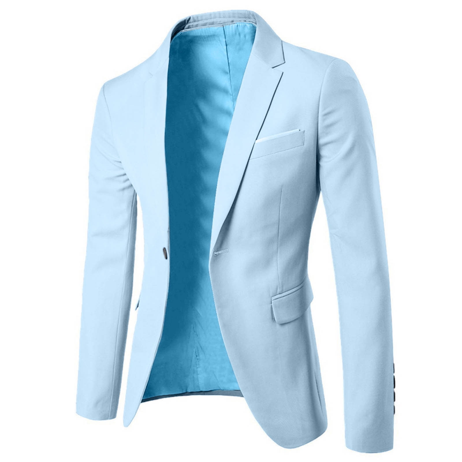 Miluxas Mens Casual Slim Fit Suit Jacket 1 Button Daily Blazer Business ...