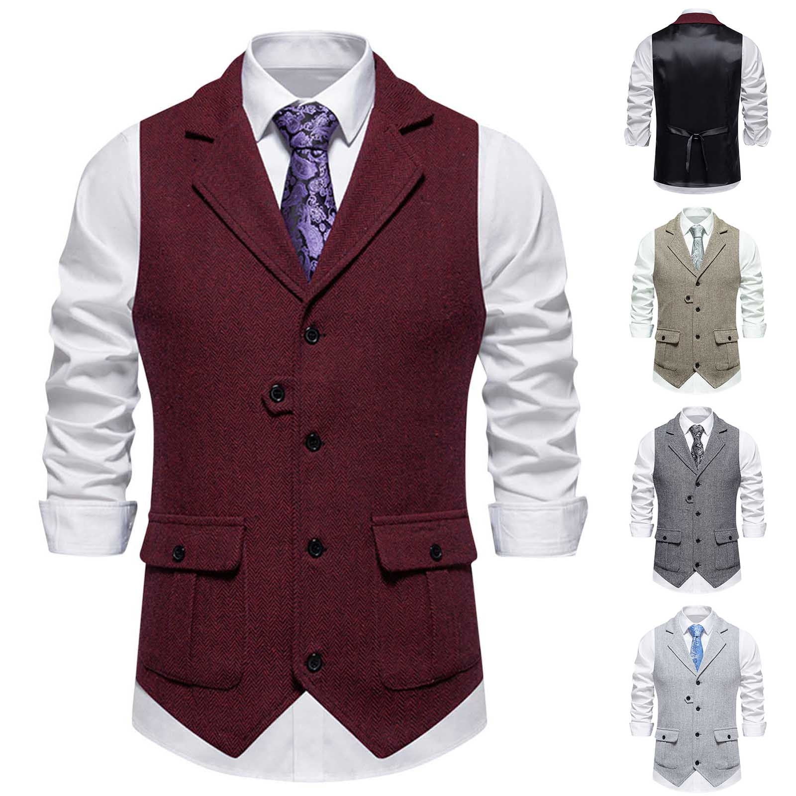 Miluxas Mens Classic Pattern Suit Vest Cleearance Notch Lapel Slim Fit ...