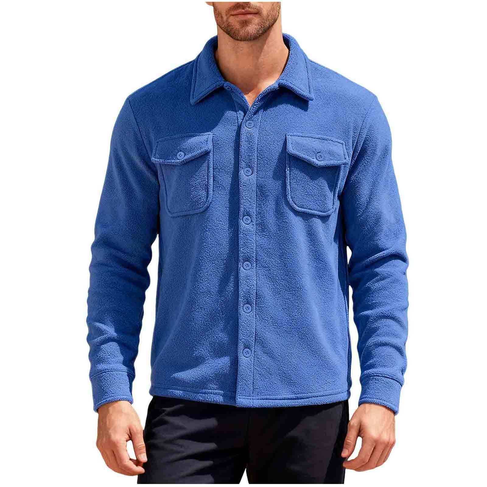 Miluxas Mens Coats Fleece Cargo Jacket Work Long Sleeve Casual Military ...