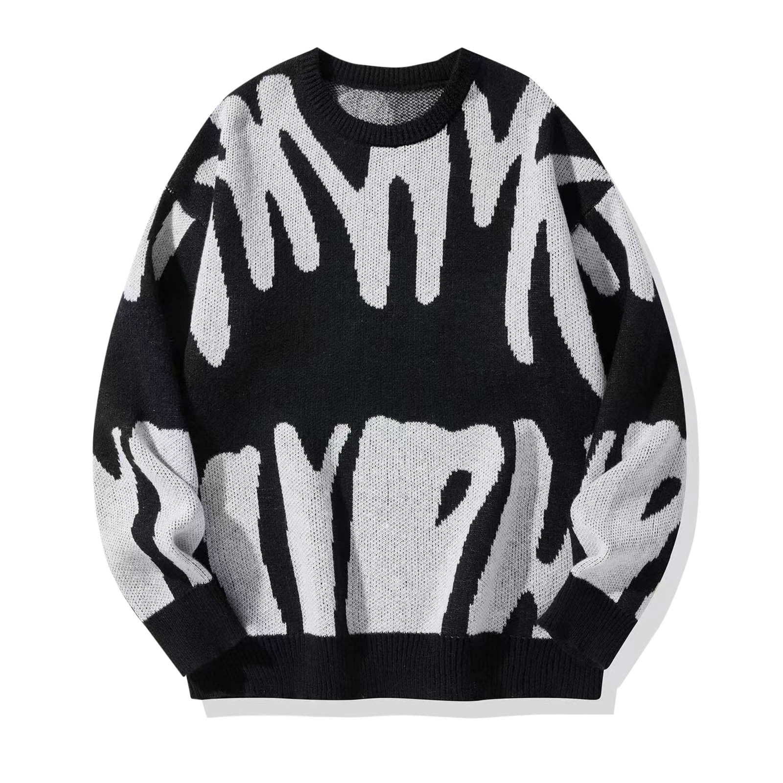 Miluxas Mens Crewneck Oversized Sweaters Clearance Y2K Aesthetic Flame ...