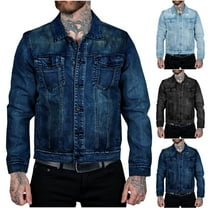 LZLER Casual Jean Jacket for Men Ripped Classic Denim Jacket - Walmart.com