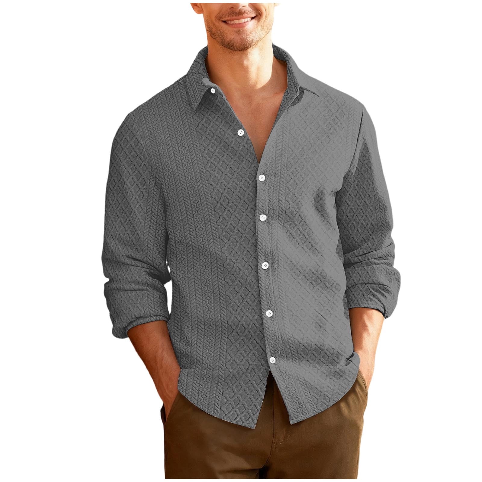 Miluxas Mens Dress Shirt Long Sleeve Business Casual Button Down Shirts ...