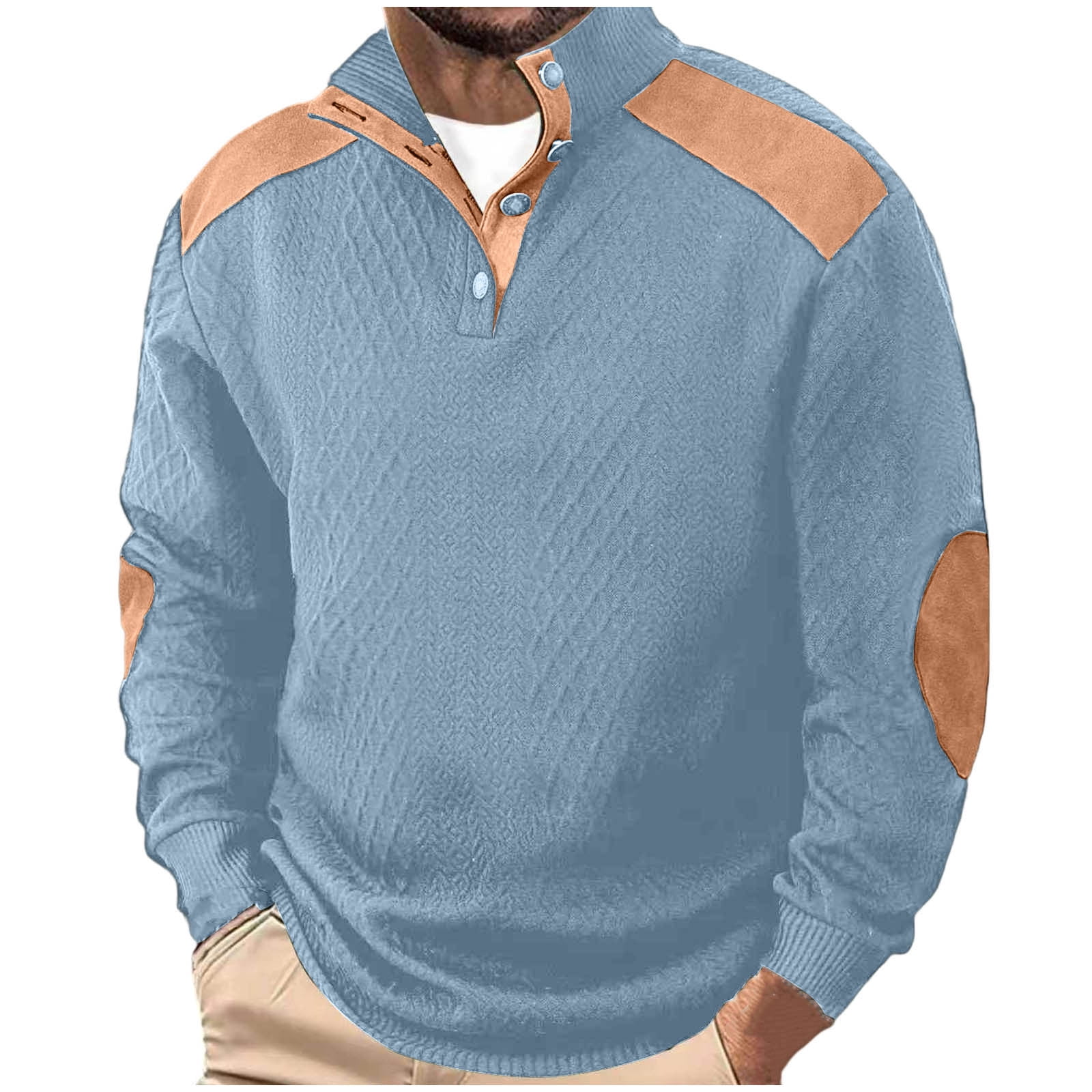 Miluxas Mens Fashion Stand Up Collar Cable Knitted Dress Sweatshirt ...