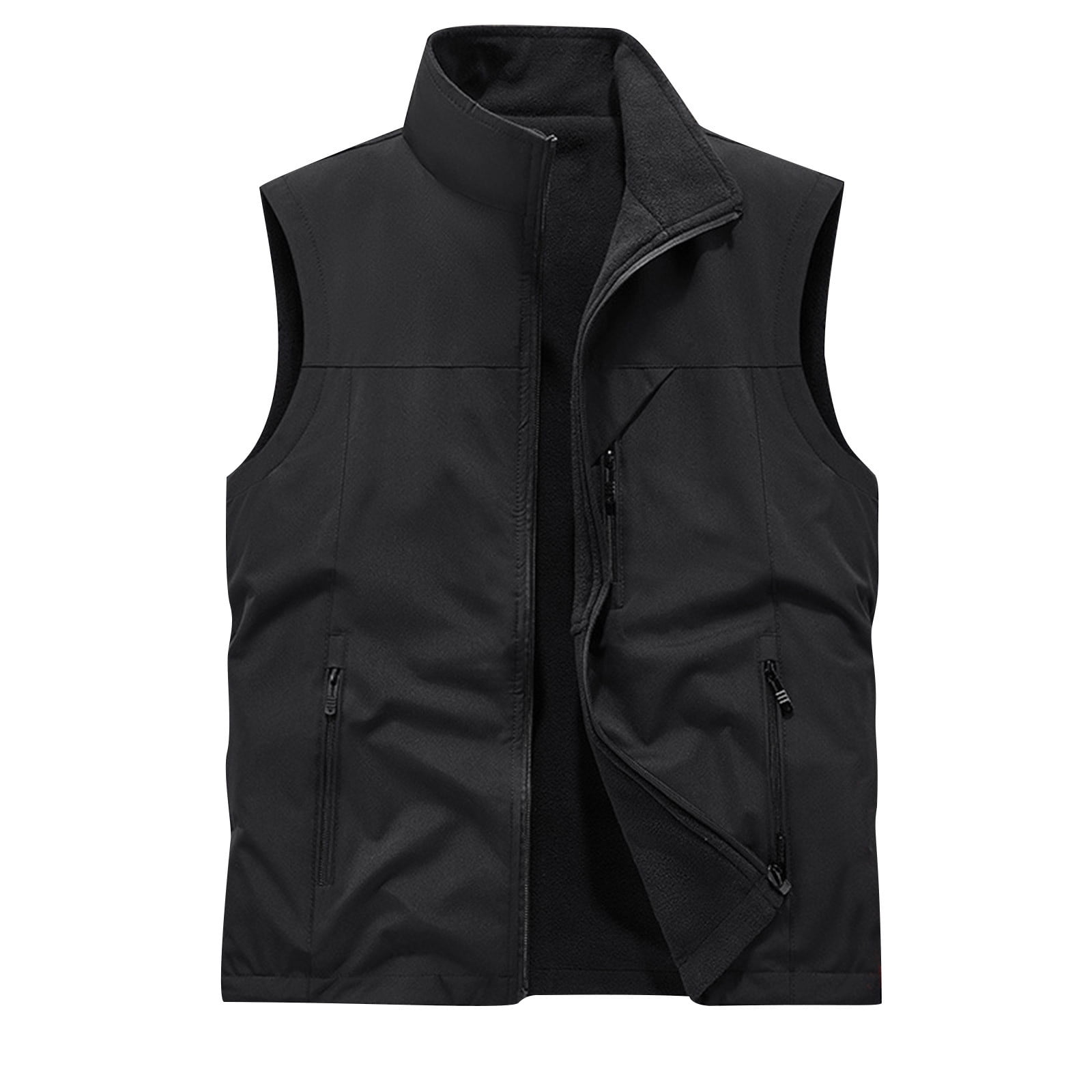Miluxas Mens Full Zip Sweater Fleece Vest, Sherpa Lined Stand Collar ...
