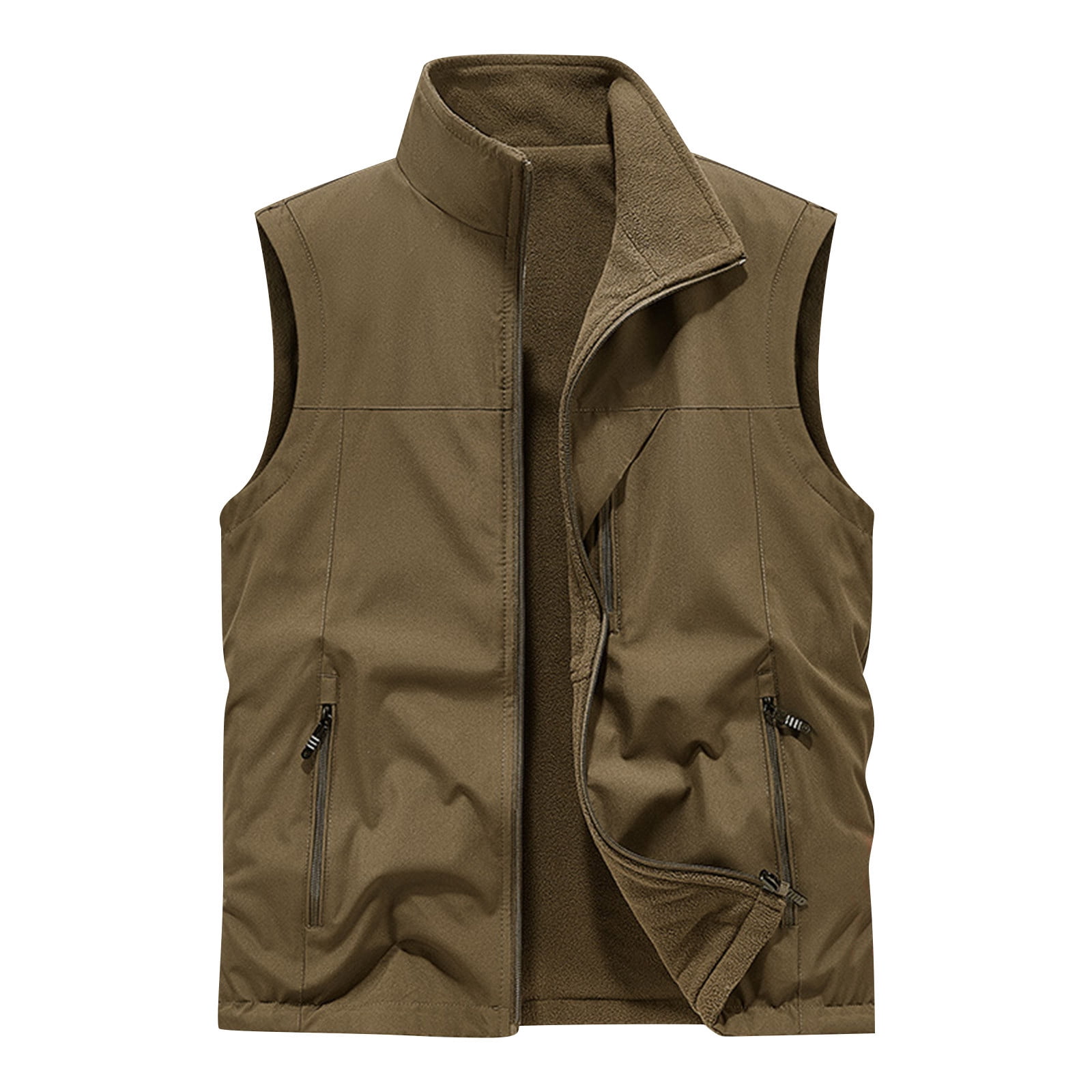 Miluxas Mens Full Zip Sweater Fleece Vest, Sherpa Lined Stand Collar ...