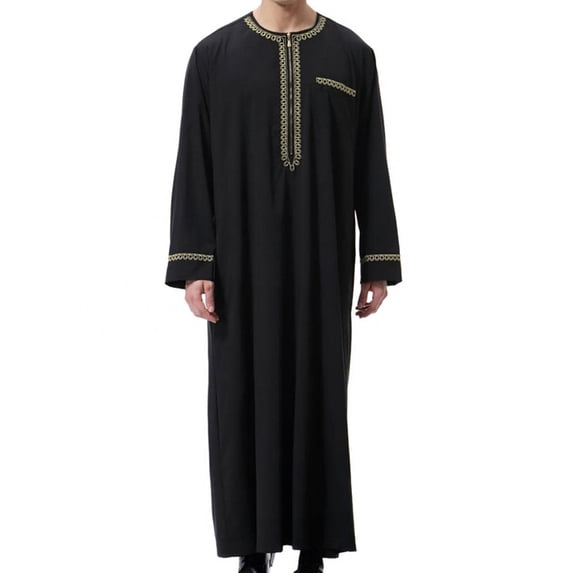 Miluxas Mens Muslim Thobe Islamic Long Sleeve Robes Middle East Arab ...