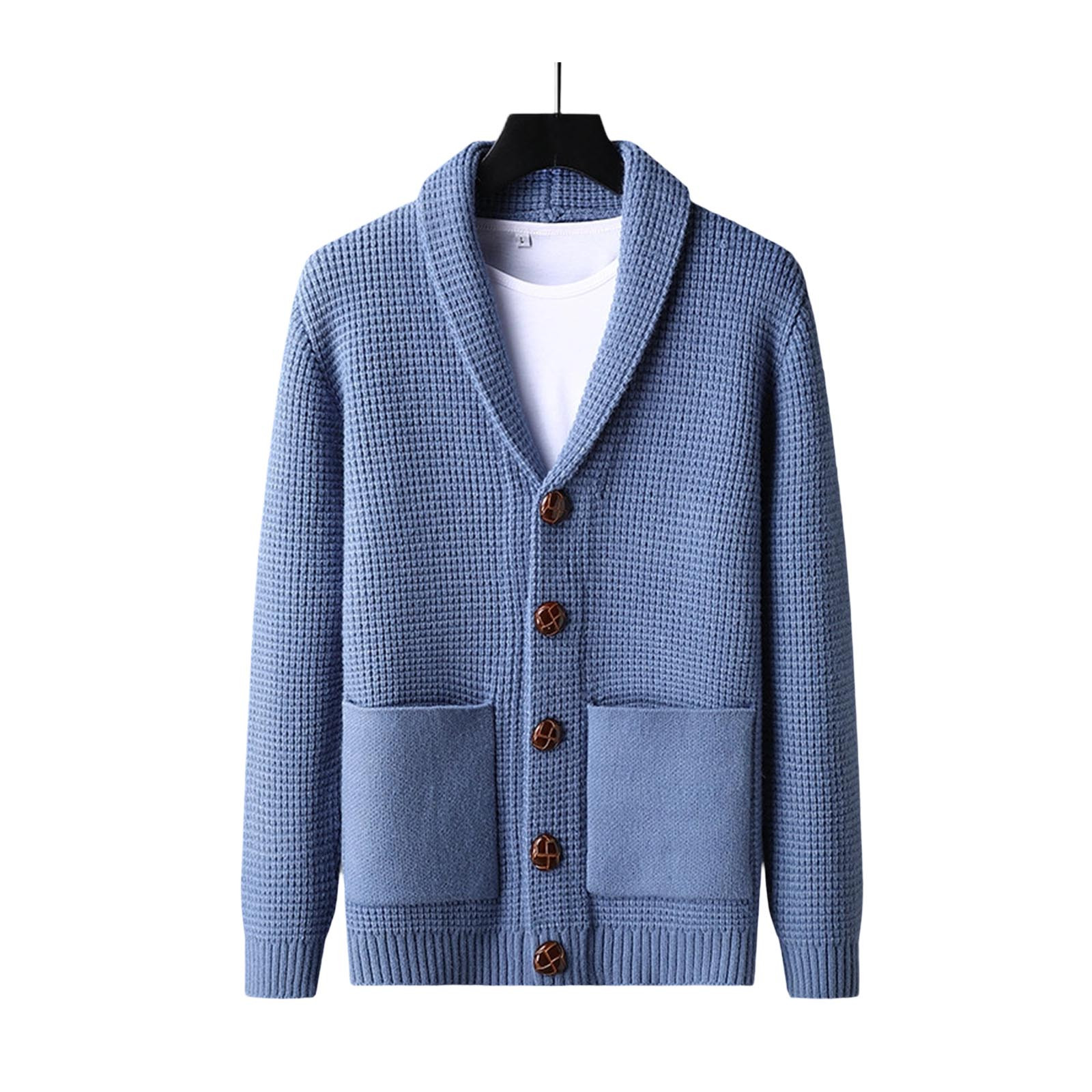 Miluxas Mens Shawl Collar Cardigan Sweaters Knit Textured Sweater ...