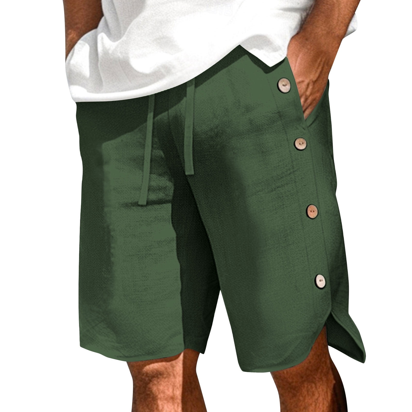 Miluxas Mens Side Button Shorts Casual Fitness Mens Athletic Gym Cargo ...