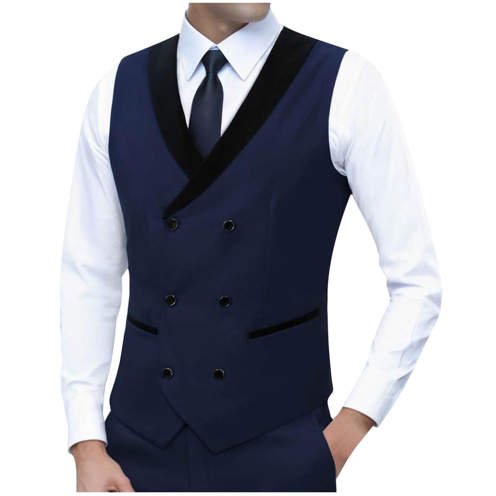 Miluxas Mens Slim Fit Dress Vest - formal Turn Down Collar Premium ...