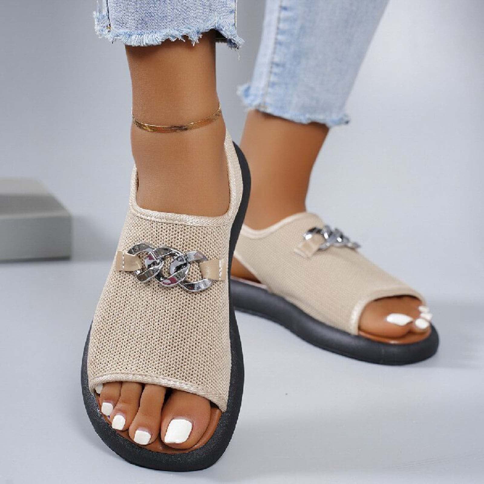 Miluxas Mesh Sandals for Women, Walking Shoe Open Toe Ankle Strap ...