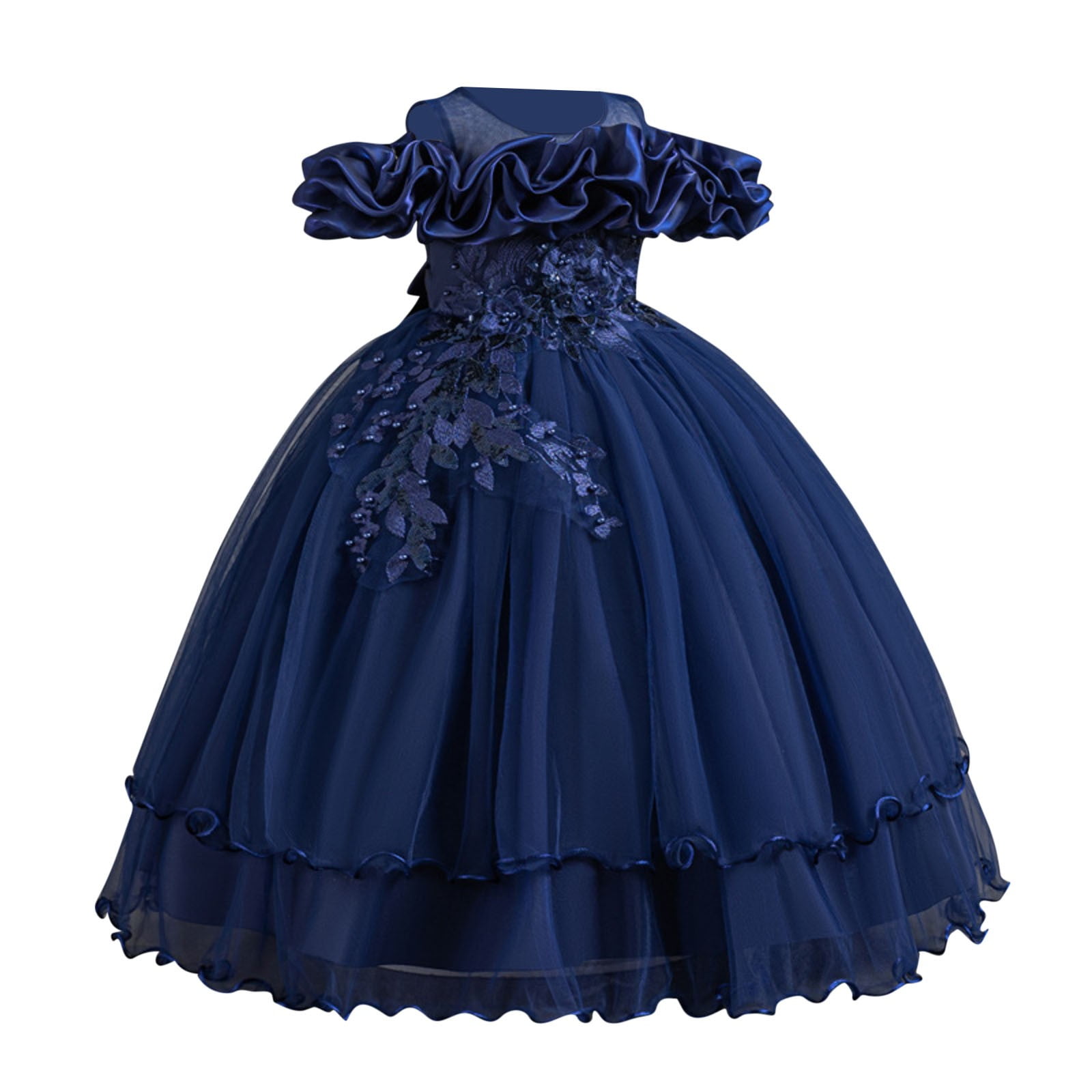Miluxas Pageant Dress for Girls Floral Cold Shoulder Wedding Junior ...