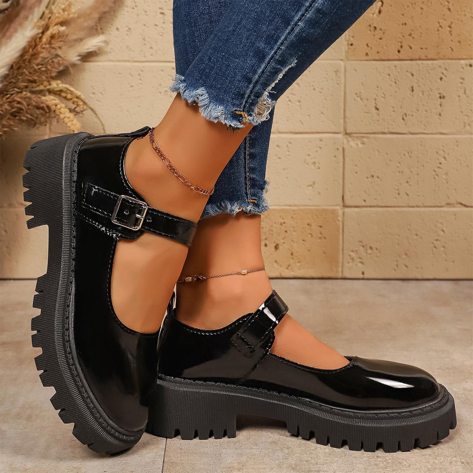 Miluxas Platform Mary Jane Shoes Women Chunky Mary Janes for Women ...