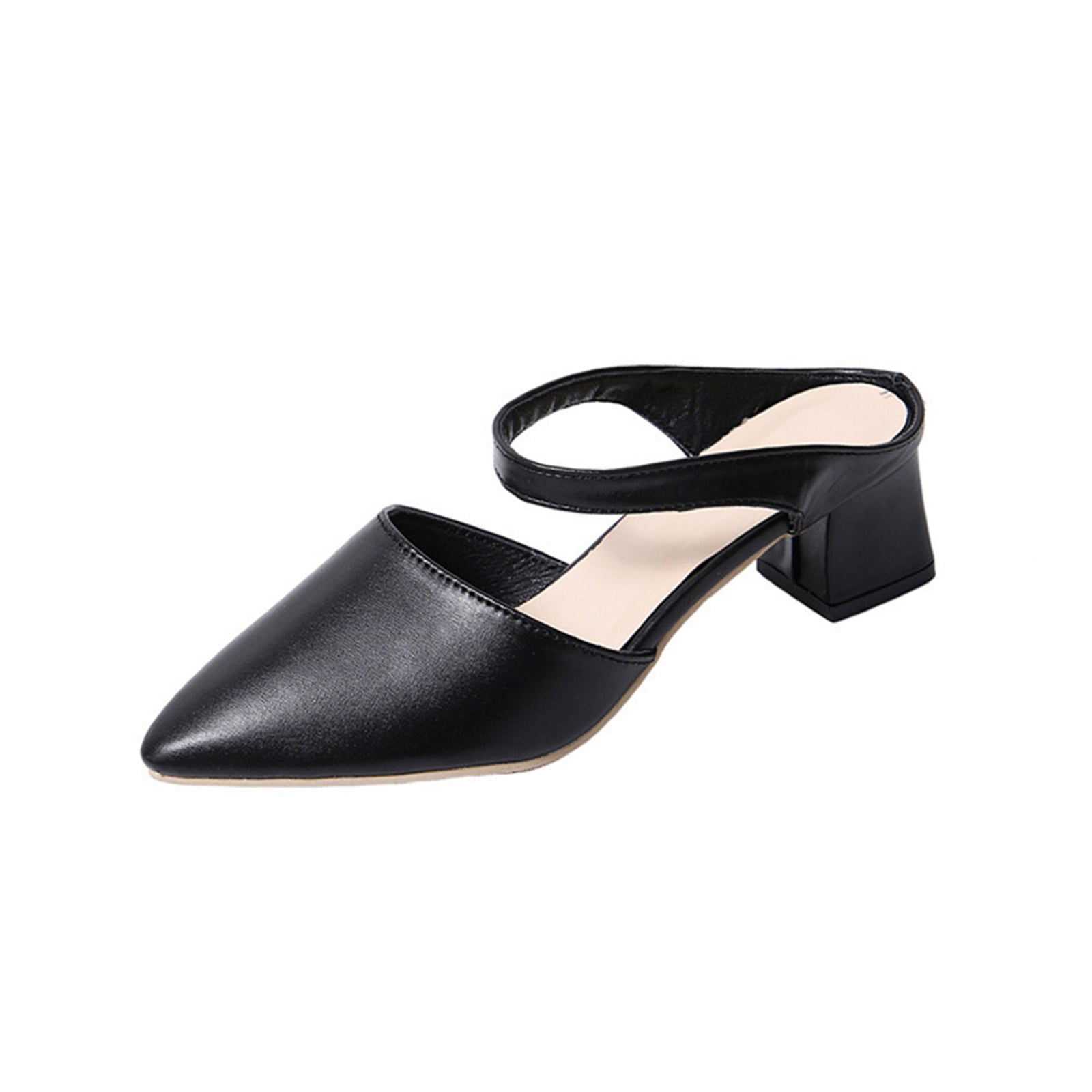 Miluxas Pumps for Women Pointed Toe Chunky Heels Comfortable Block Heel ...