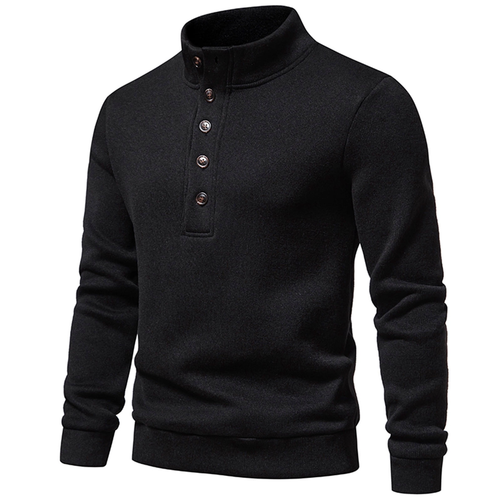 Miluxas Quarter Button Sweater Men's Pullover Sweaters Knit Long Sleeve ...