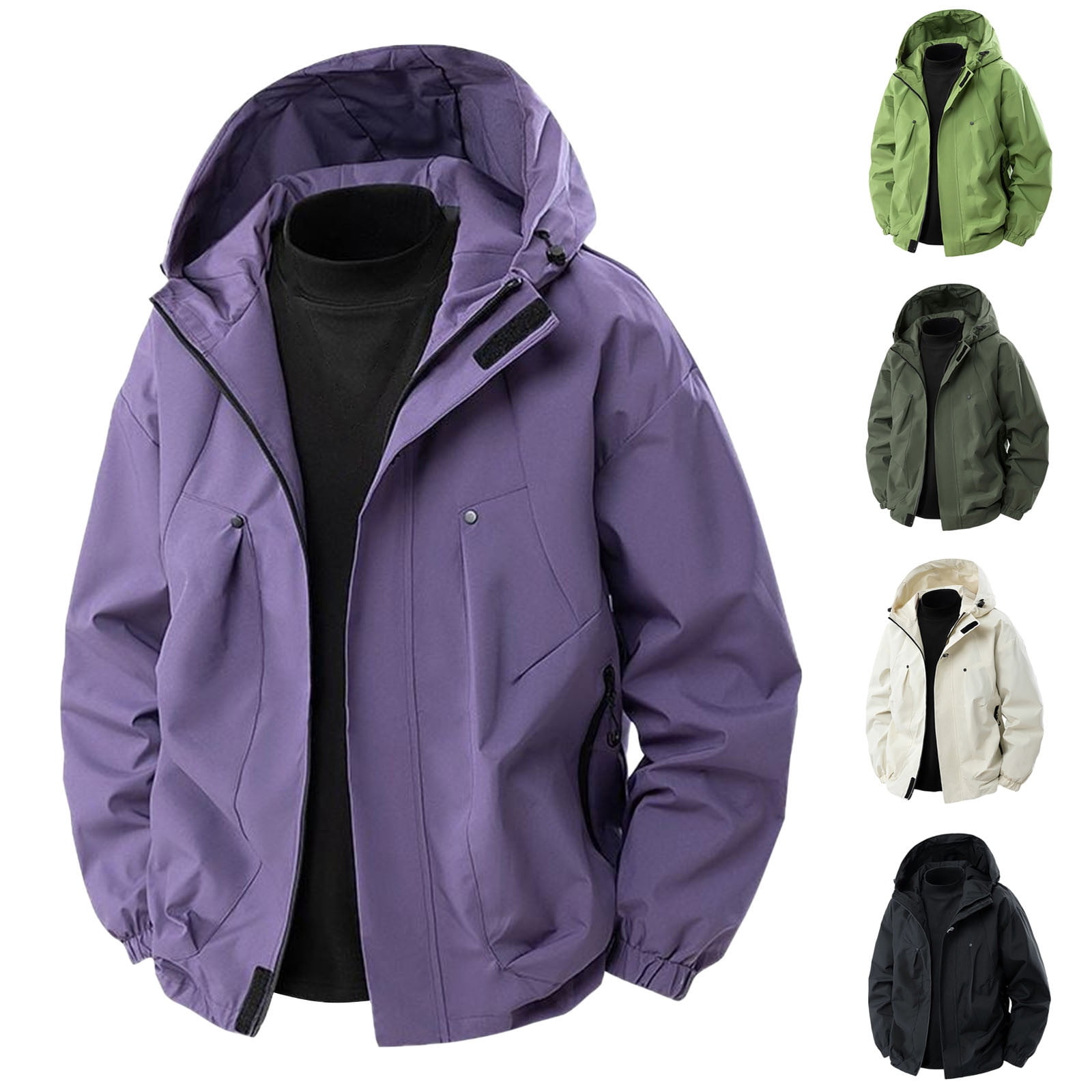 Miluxas Rain Jackets for Men Water Resistant Softshell Raincoat Full ...