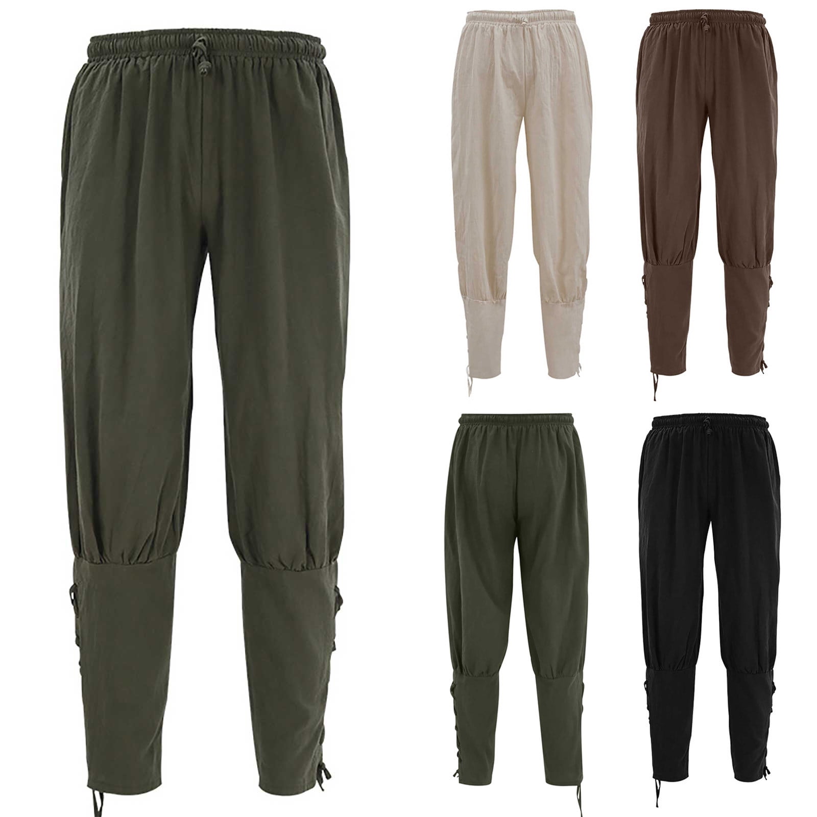 Miluxas Renaissance Costume Men's Pirate Pants Medieval Viking Colonial ...