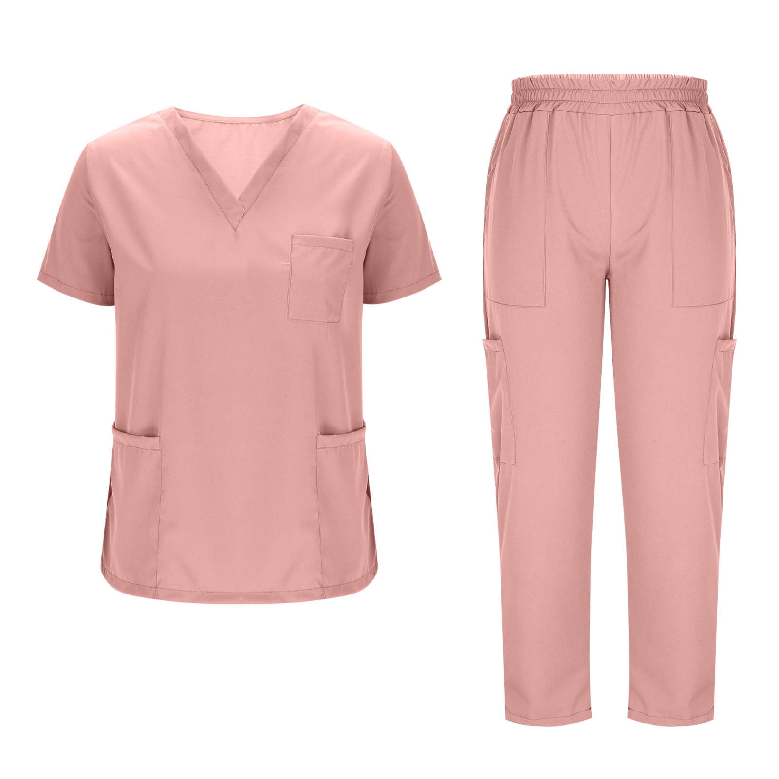 Miluxas Scrub Suit Set for Women Modern V-neck Top & Jogger Pants ...
