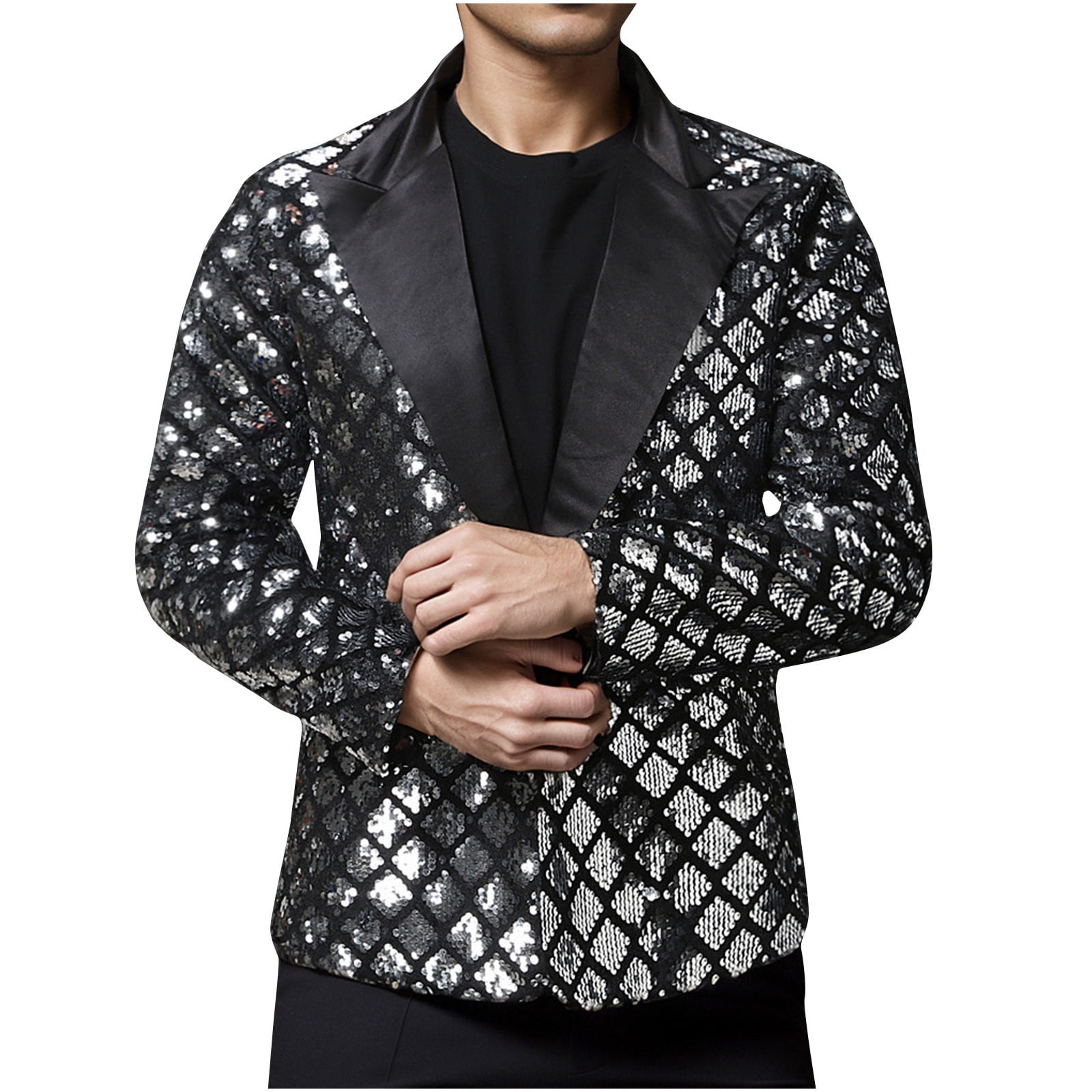 Miluxas Sequin Blazer Sparkle Suit Disco Prom Jacket Party Shiny Tuxedo ...