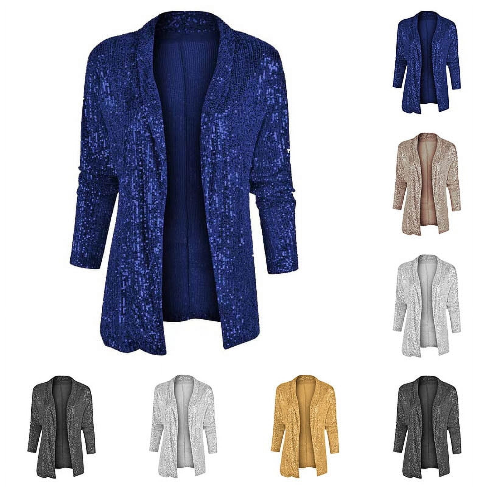 Miluxas Sequin Cardigans for Women Sparkly Long Sleeve Shirts Tops Open ...