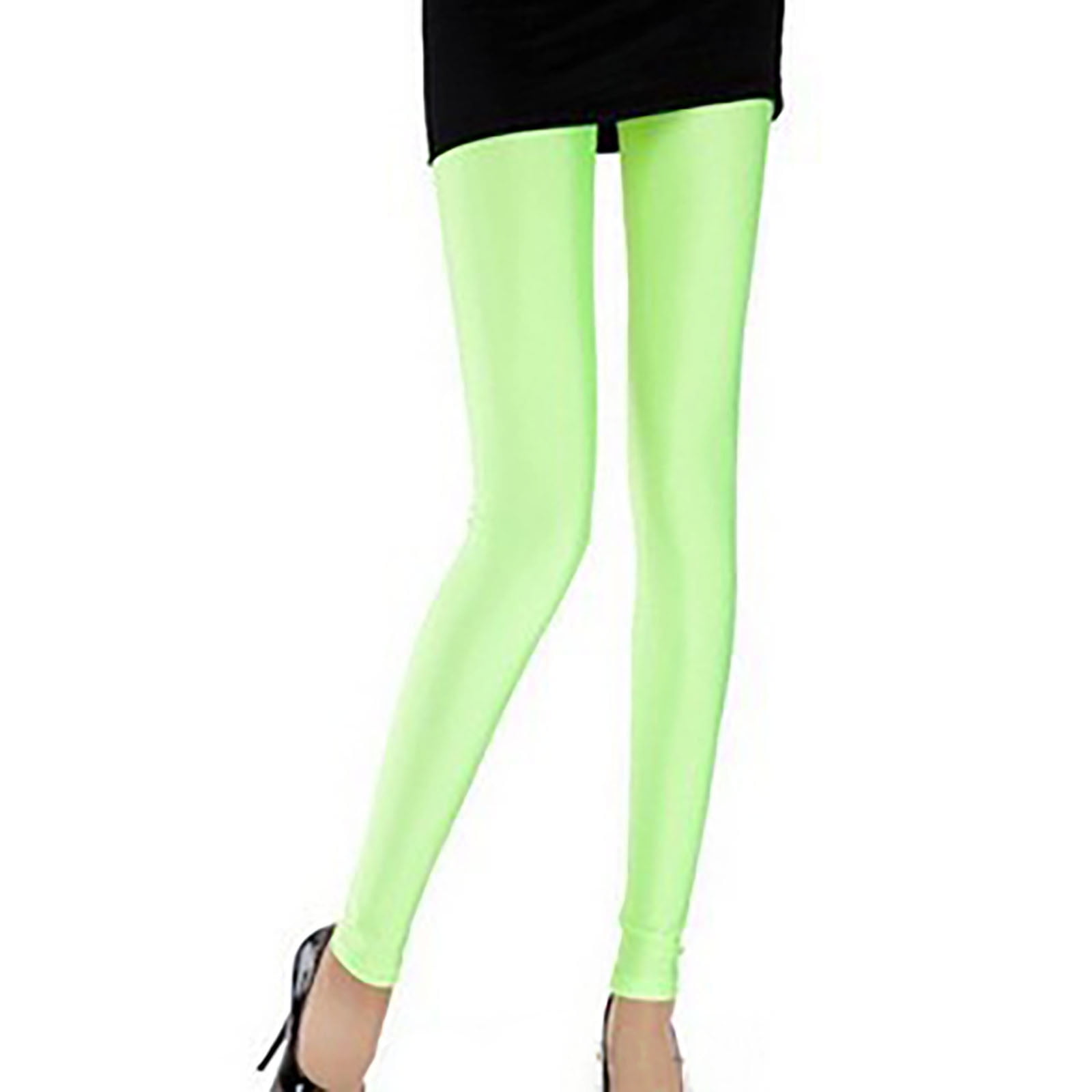 Miluxas Shiny Leggings High Waist Neon Leggings Elastic Stretch Skinny ...