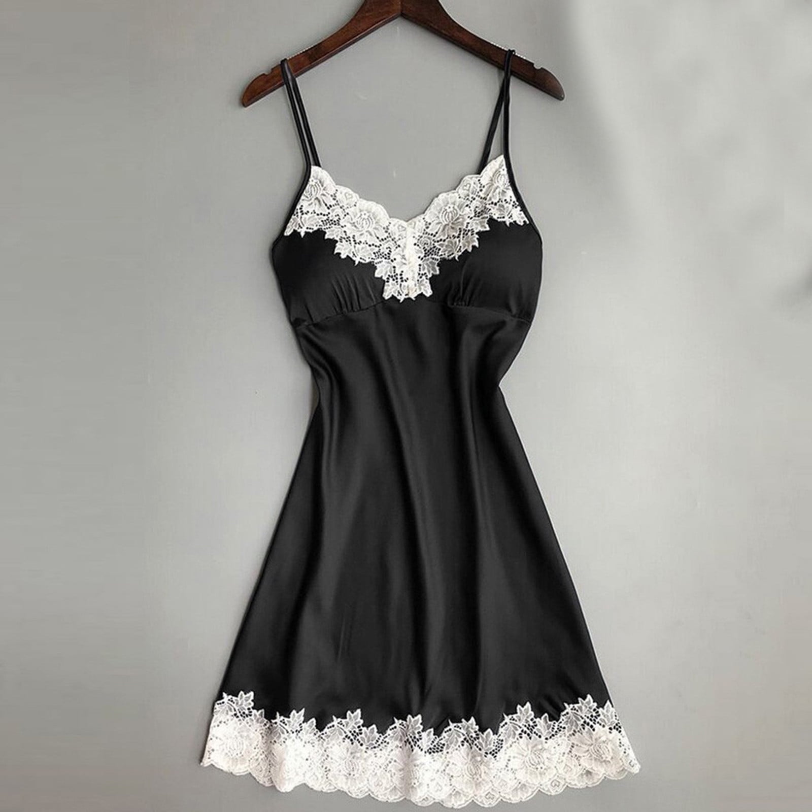 Miluxas Sleepwear Lingerie Nightgown Lace Chemise Satin Slip Silk ...