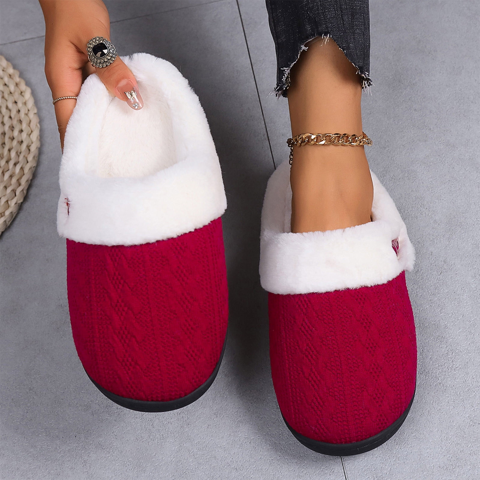 Miluxas Slippers for Women Memory Foam Fuzzy House Slippers Bedroom Non ...