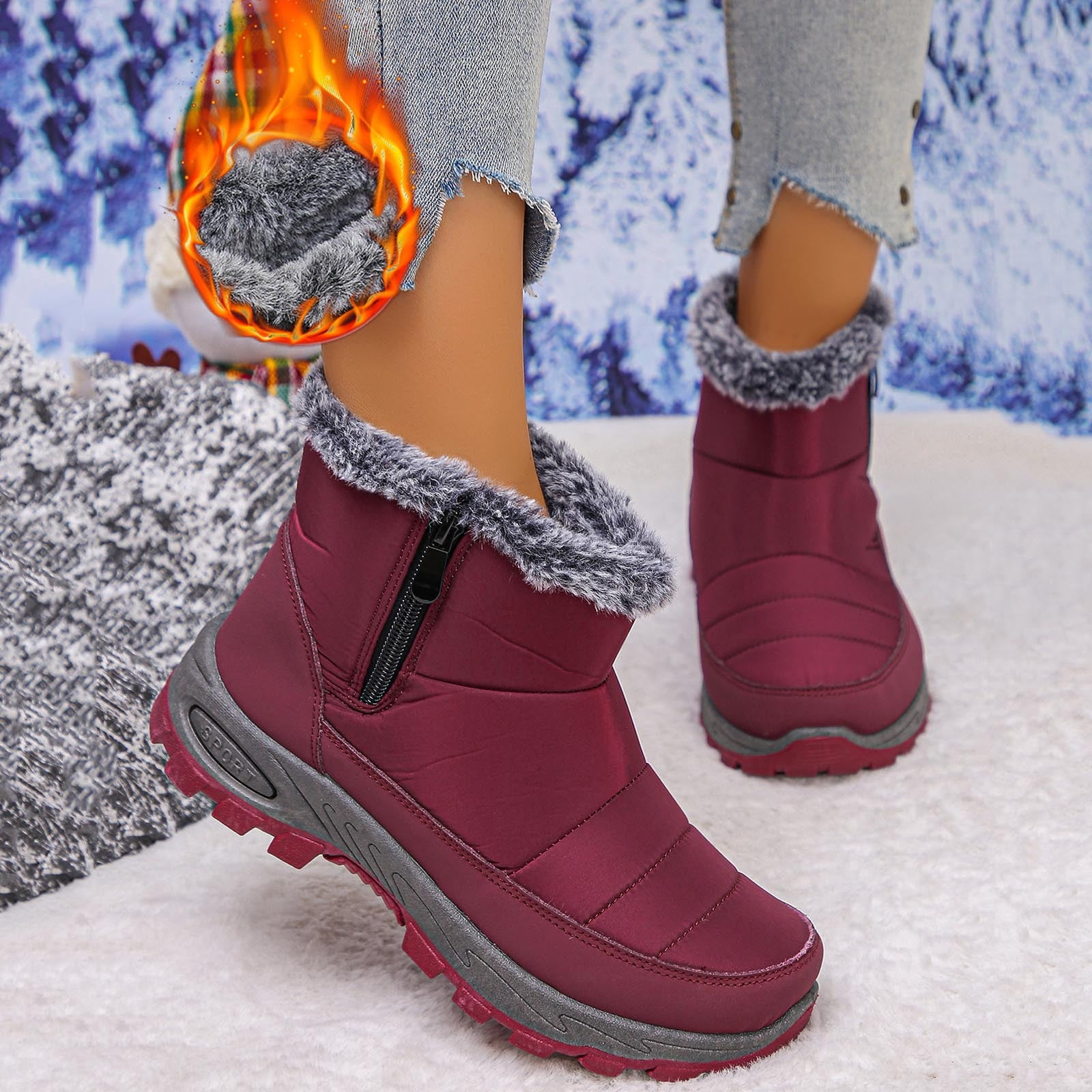 Miluxas Snow Boots for Women Waterproof Thickening Warm Winter Boots ...