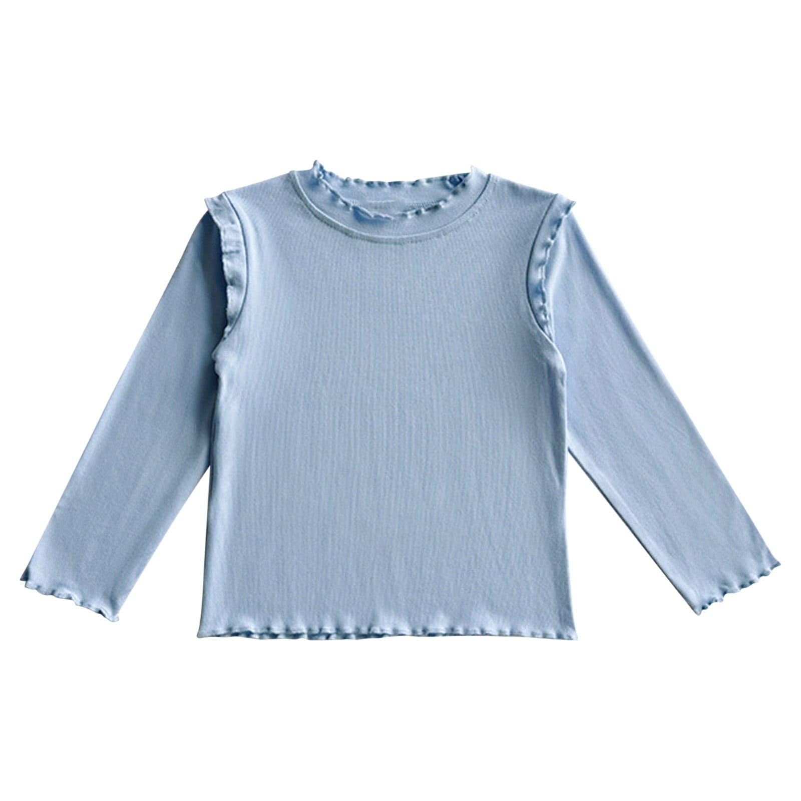 Miluxas Toddler Baby Girls Long Sleeve Ruffle T Shirt Kids Casual Plain Solid Top Blouse T-Shirt ...