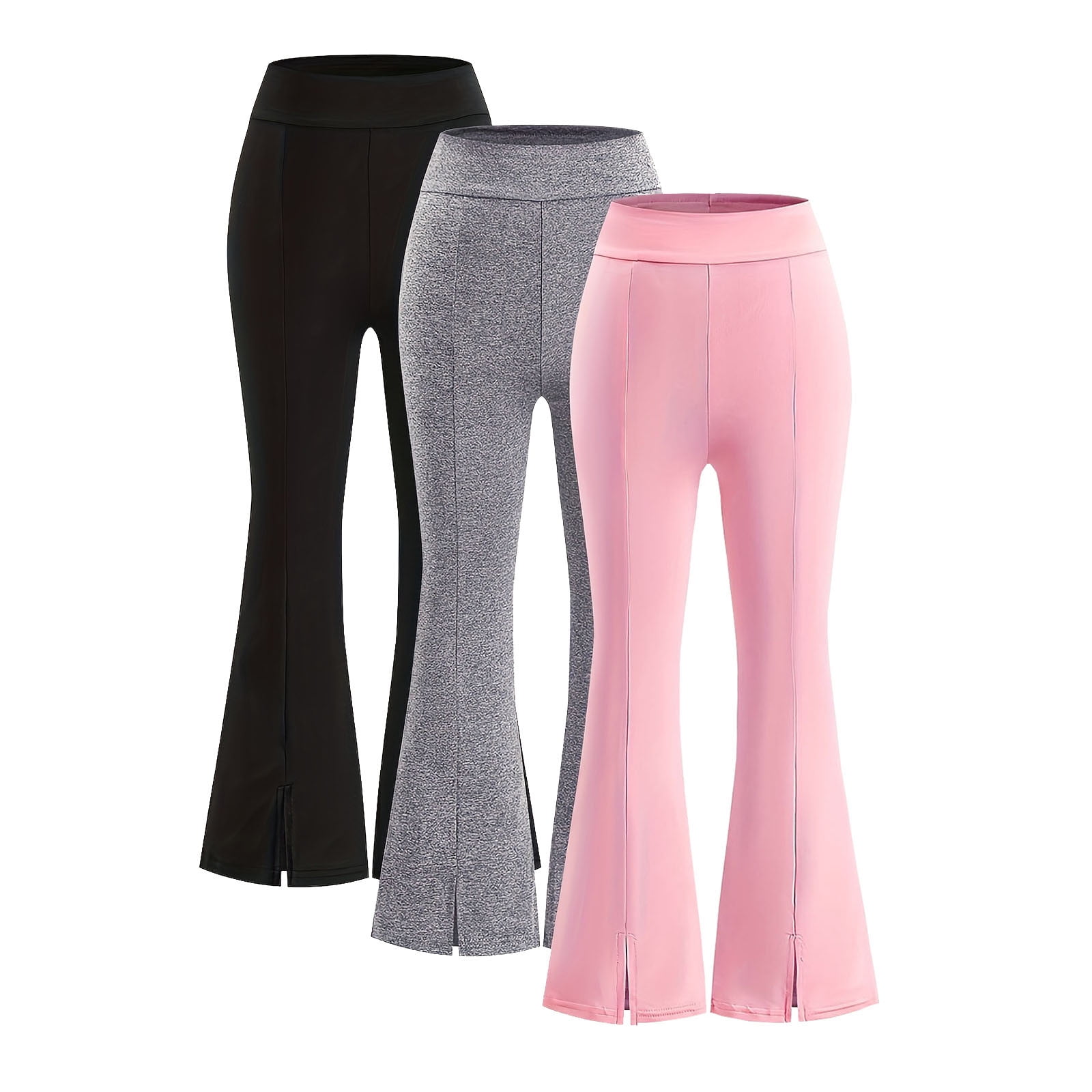 Miluxas Toddler Girl Flare Pants Clearance 3 Pack Toddler Solid Ribbed ...