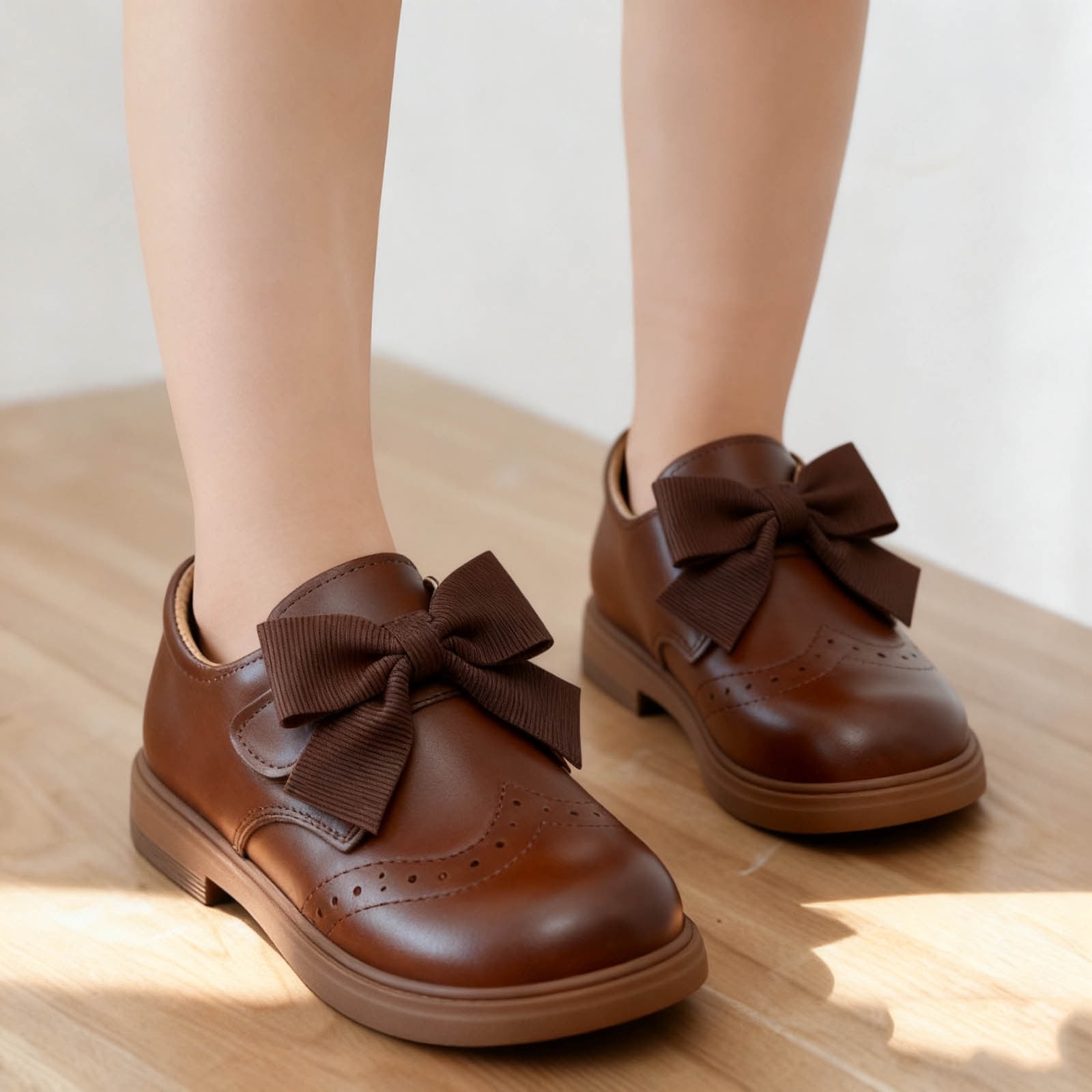 Miluxas Toddler Girls Platform Loafers Spring Bow Knot Slip On Mary ...