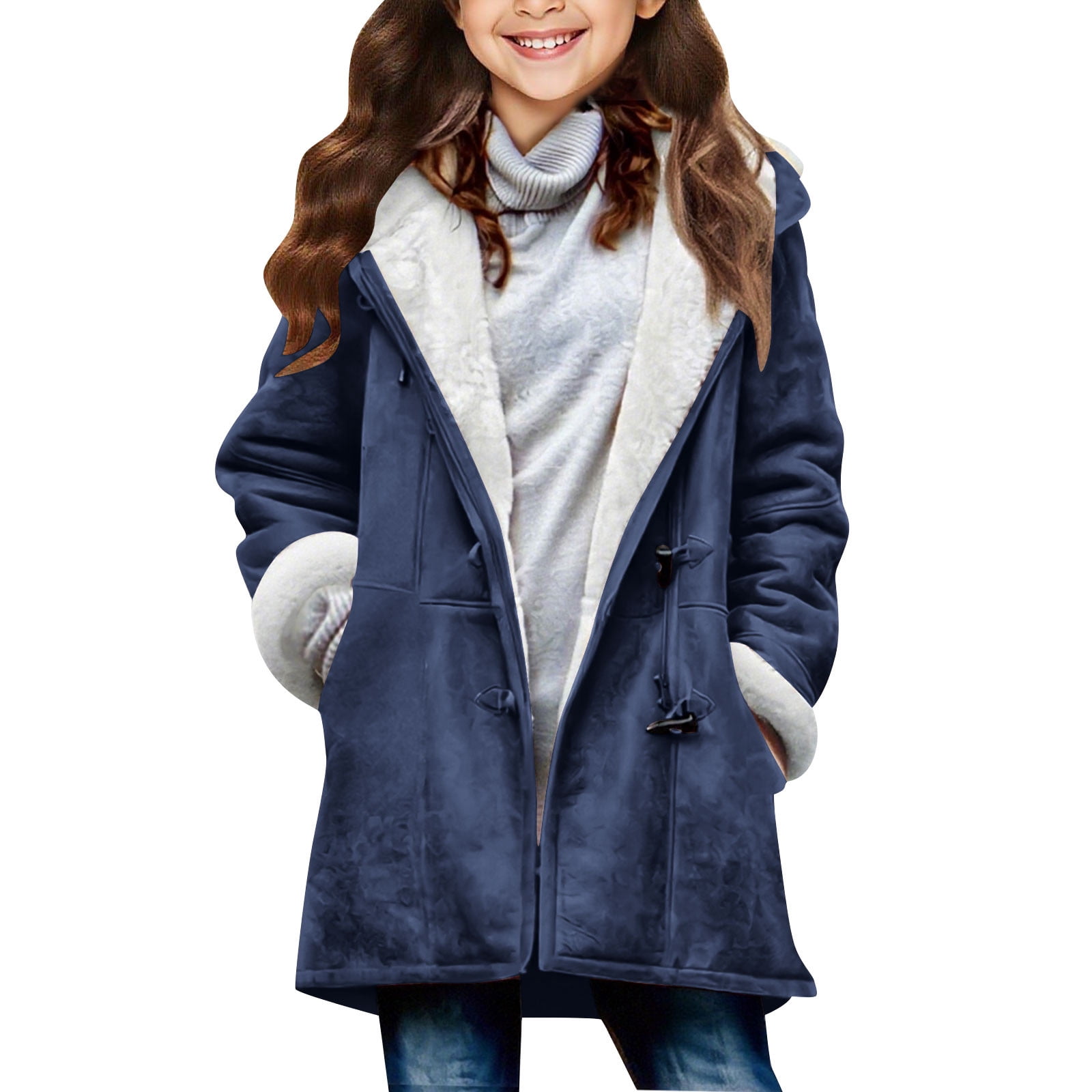 Miluxas Winter Coats for Girl Warm Fleece Jackets Button Down Sherpa ...