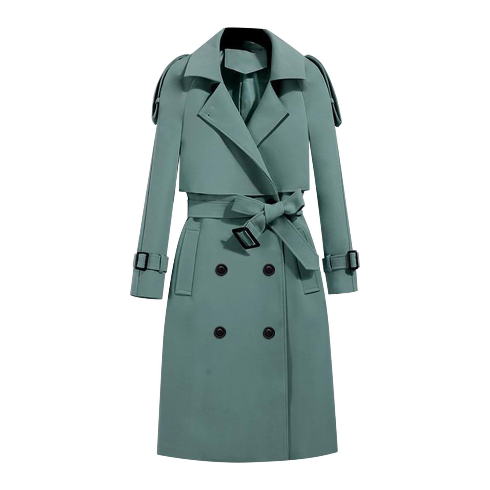 Miluxas Women Double Breasted Coats Long Winter Work office Overcoat ...