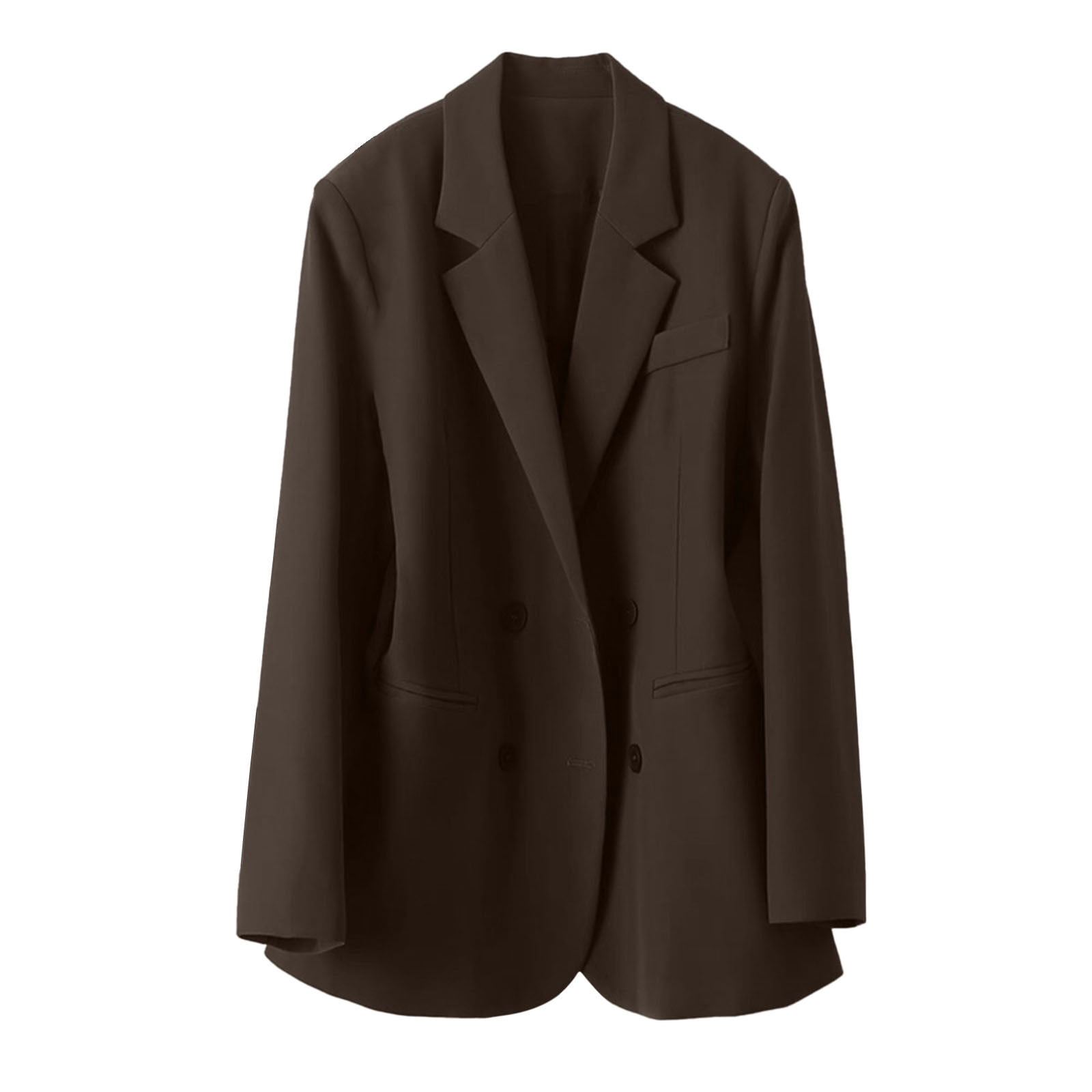 Miluxas Women Elegant Solid Color Lapel Long Sleeve Casual Top office ...