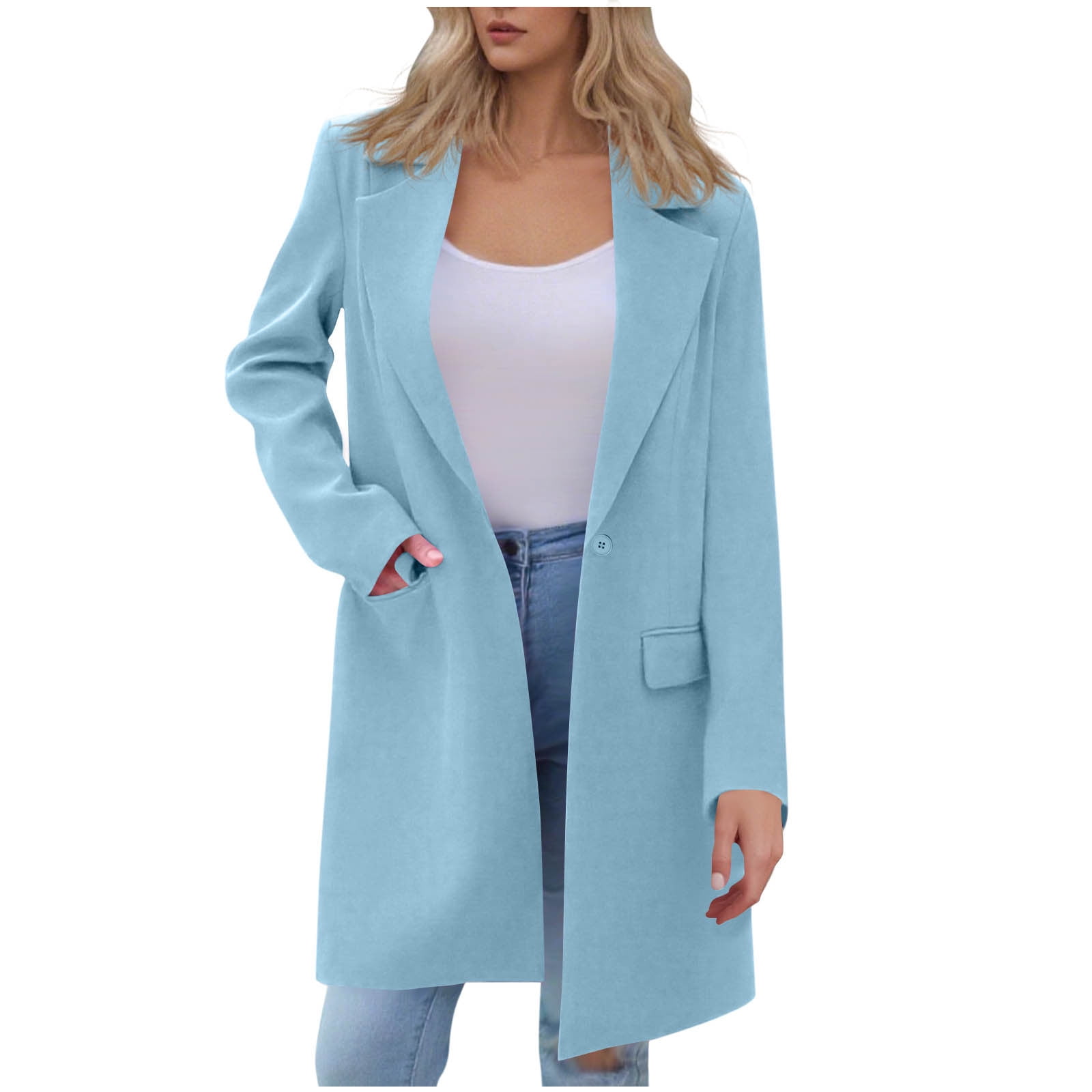 Miluxas Women's Blazer Business Casual Lightweight Suit - Long Sleeve ...