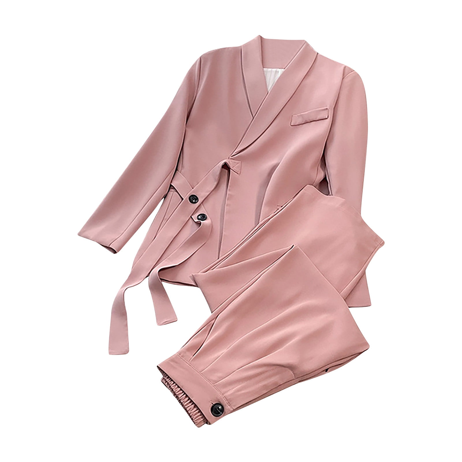 Miluxas Women's Blazer Suits Two Piece Solid Work Pant Suit for Women ...