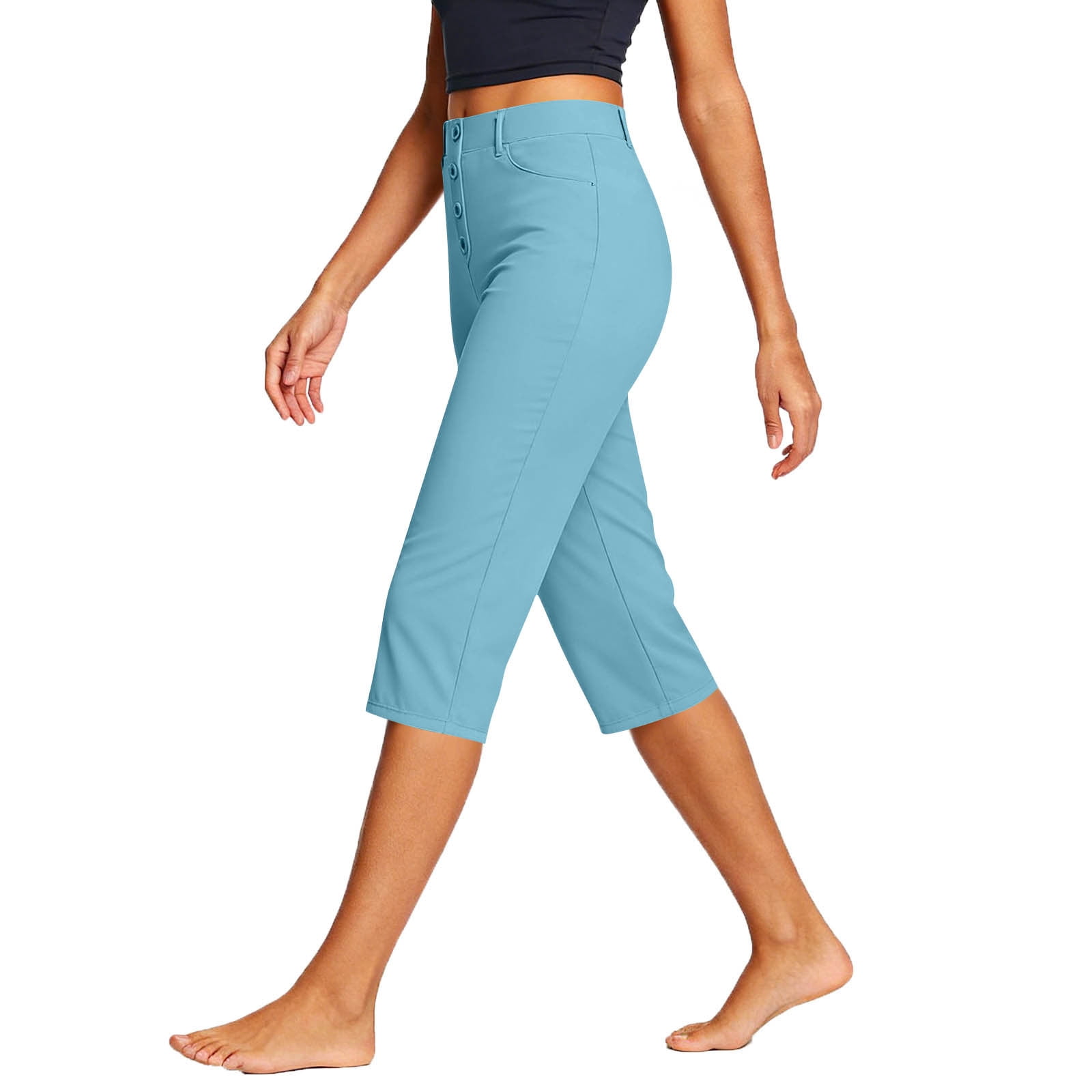 Miluxas Women's Casual Capri Pants Slim Fit Stretchy Business Capris ...