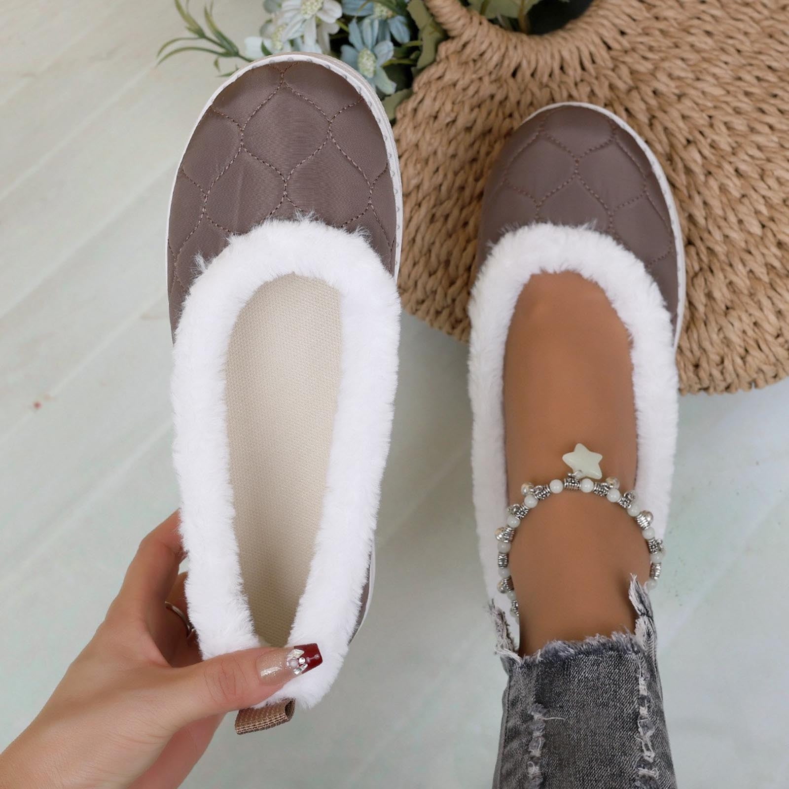 Miluxas Women's Cozy Fuzzy Winter Slippers Warm Fleece Lined Memory ...