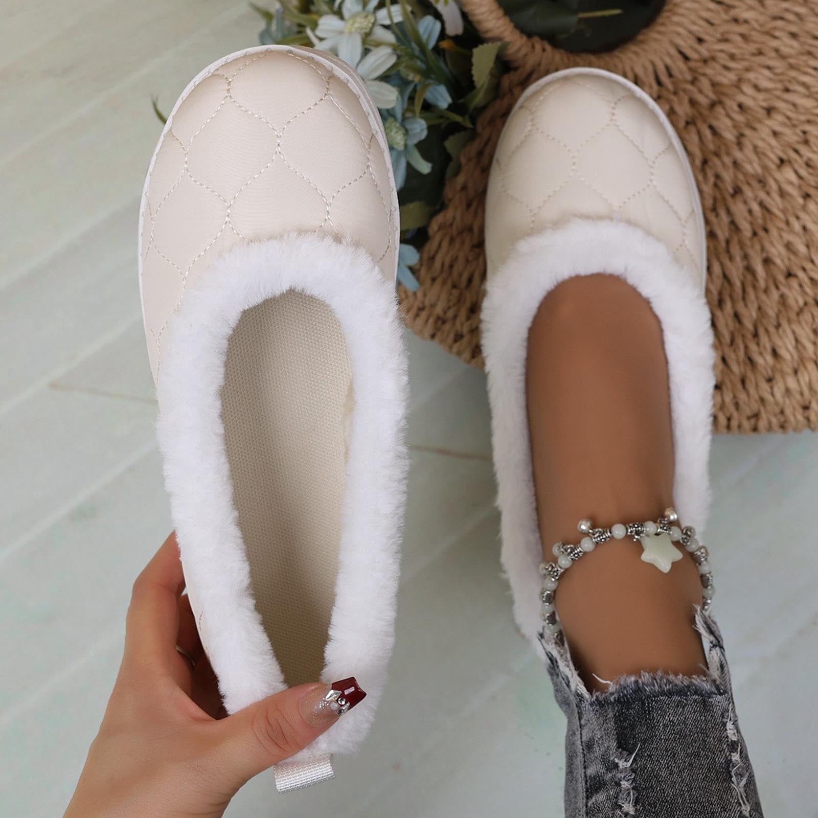Miluxas Women's Cozy Fuzzy Winter Slippers Warm Fleece Lined Memory ...