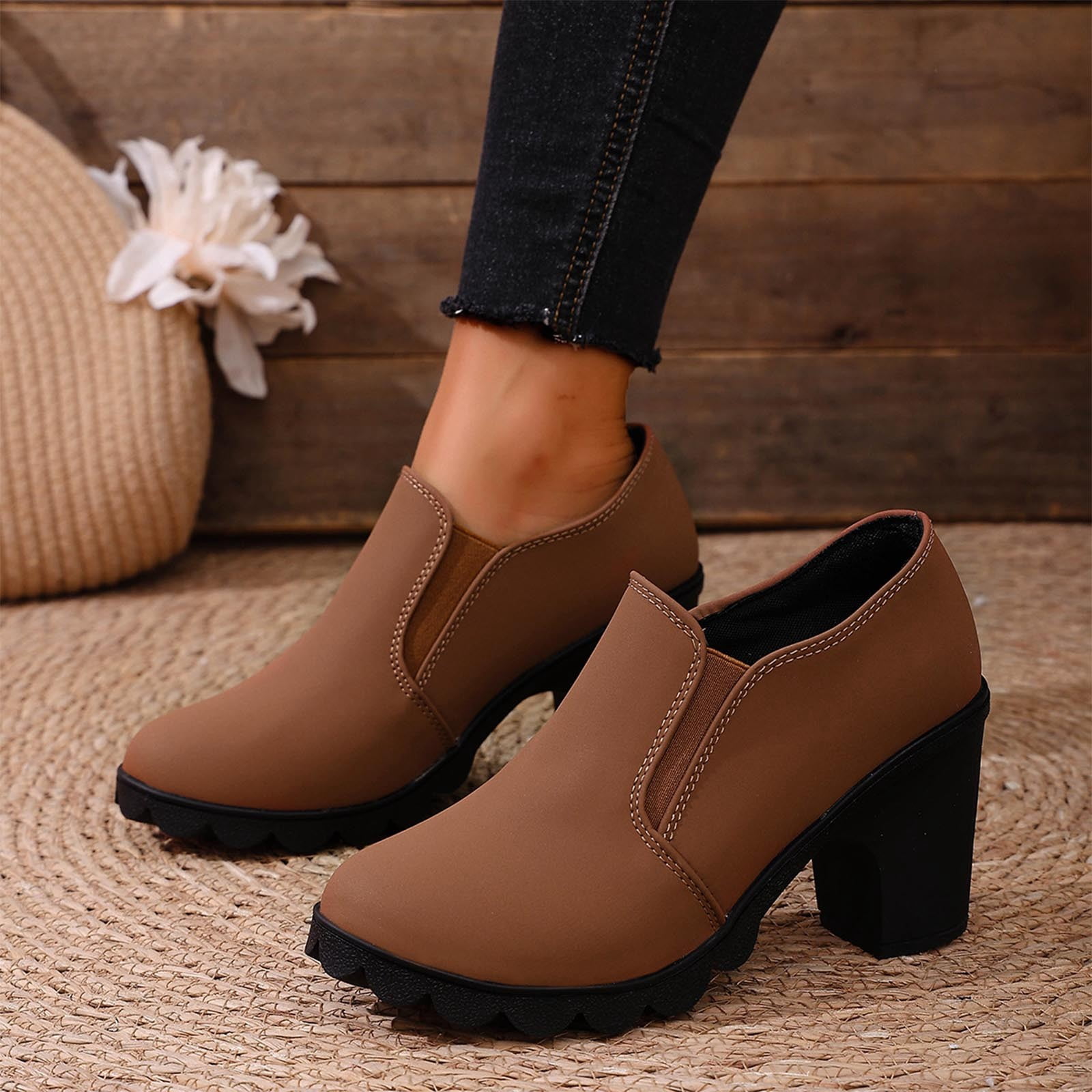 Miluxas Women's Dress Shoes - Low, Comfortable Heeled Loafers with ...