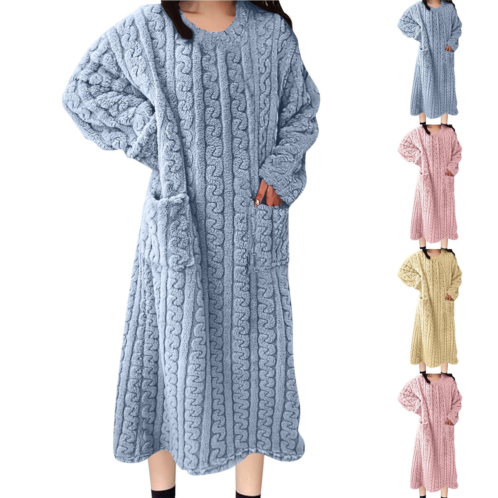 Miluxas Women's Flannel Nightgown Fuzzy Fleece Cozy Plush Warm Winter ...