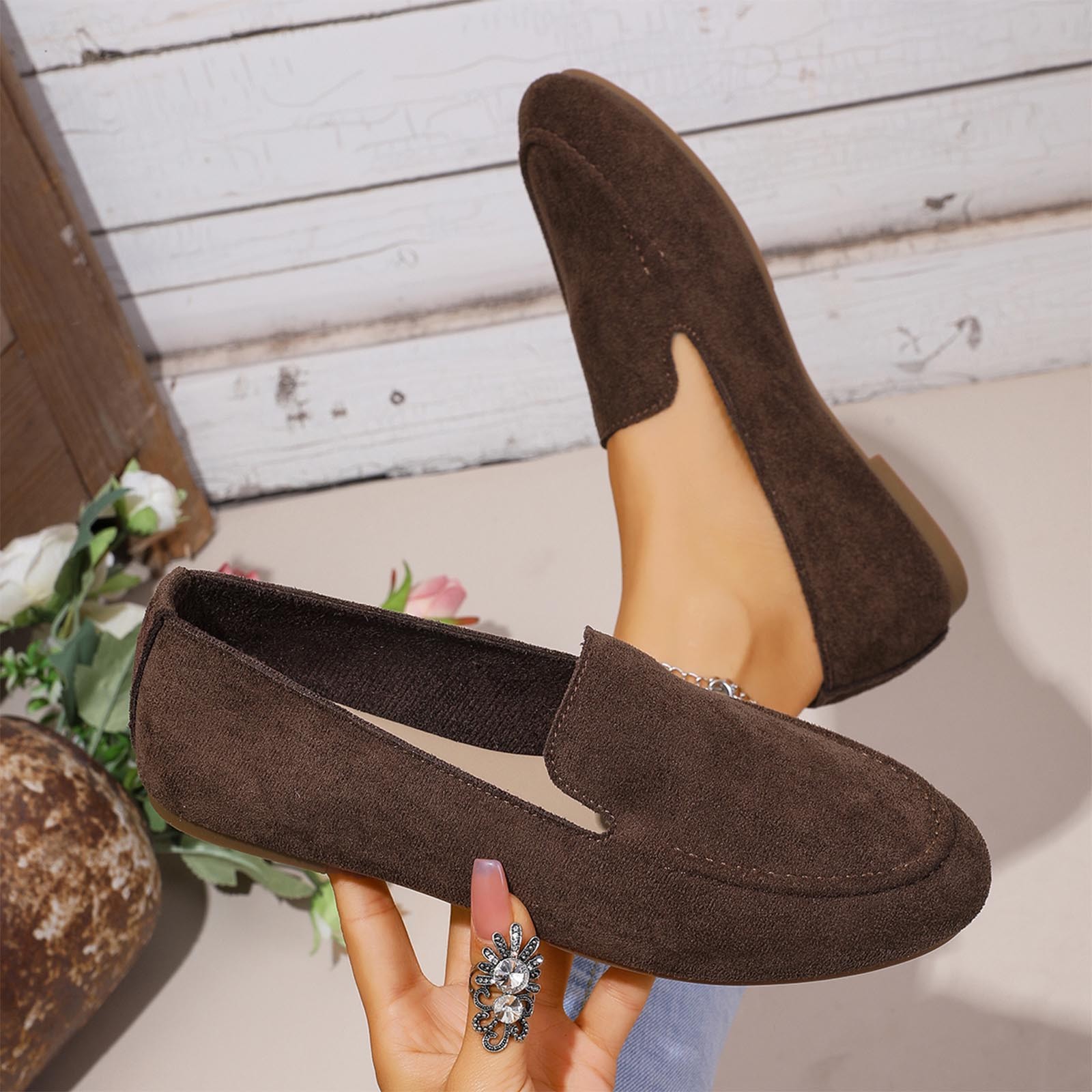 Miluxas Women's Loafers Slip on Low Heel Shoes,Closed Toe Pumps Dress ...