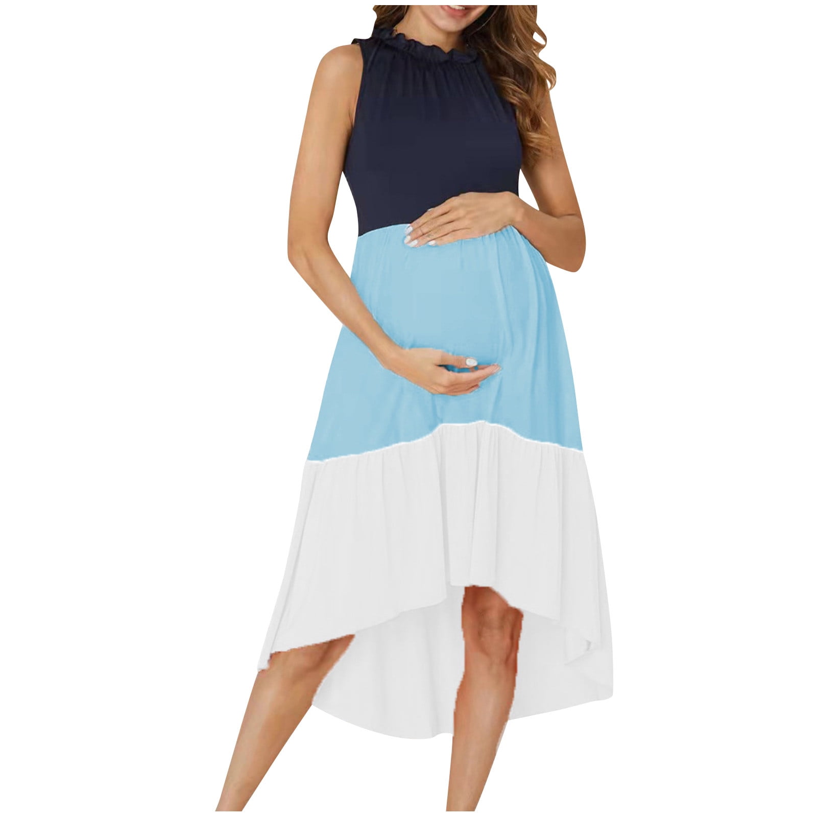 Miluxas Women's Maternity Dress Casual Maternity Swing Dress Pregnancy ...