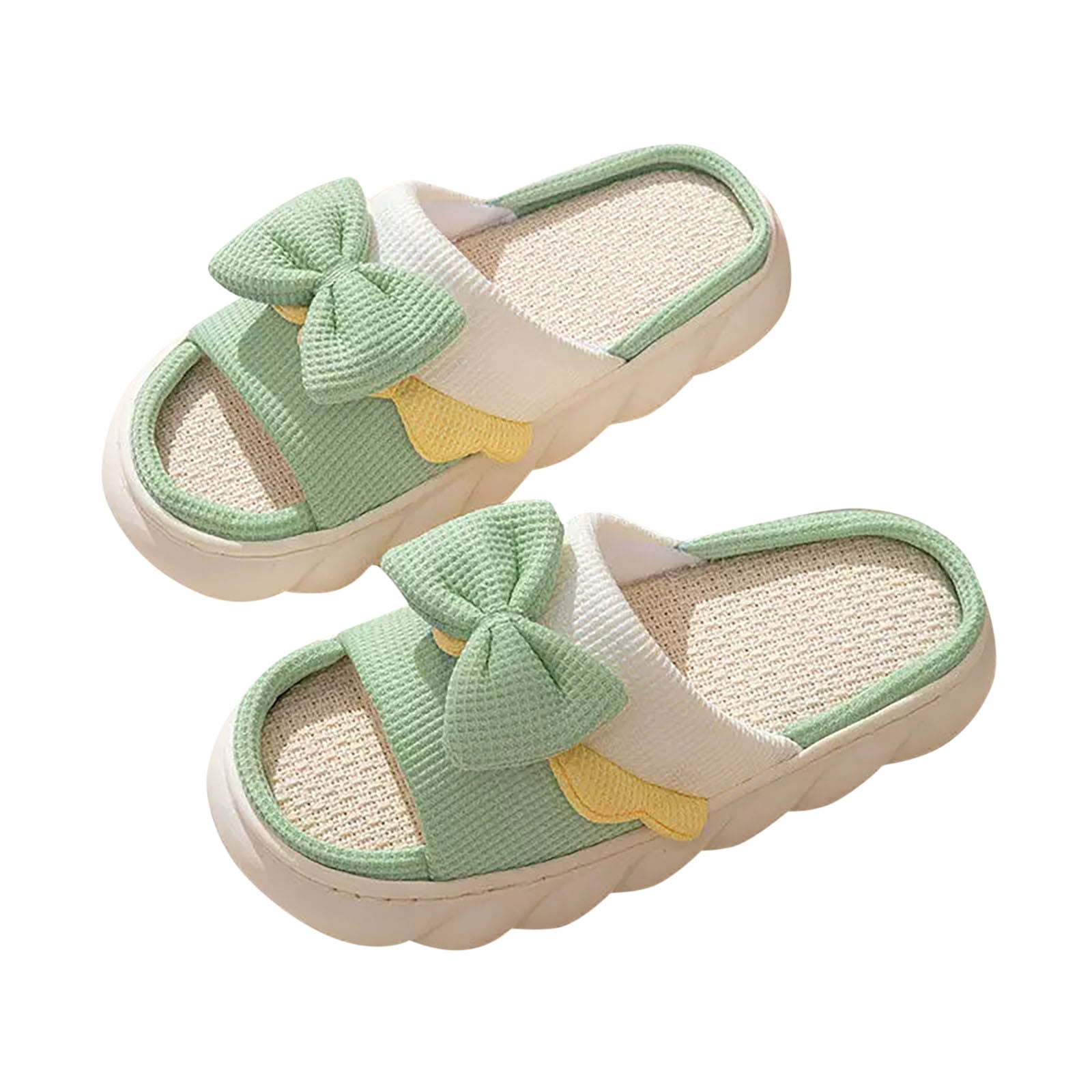Miluxas Women's Memory Foam Open Toe Slide Slippers with Cute Bow and ...