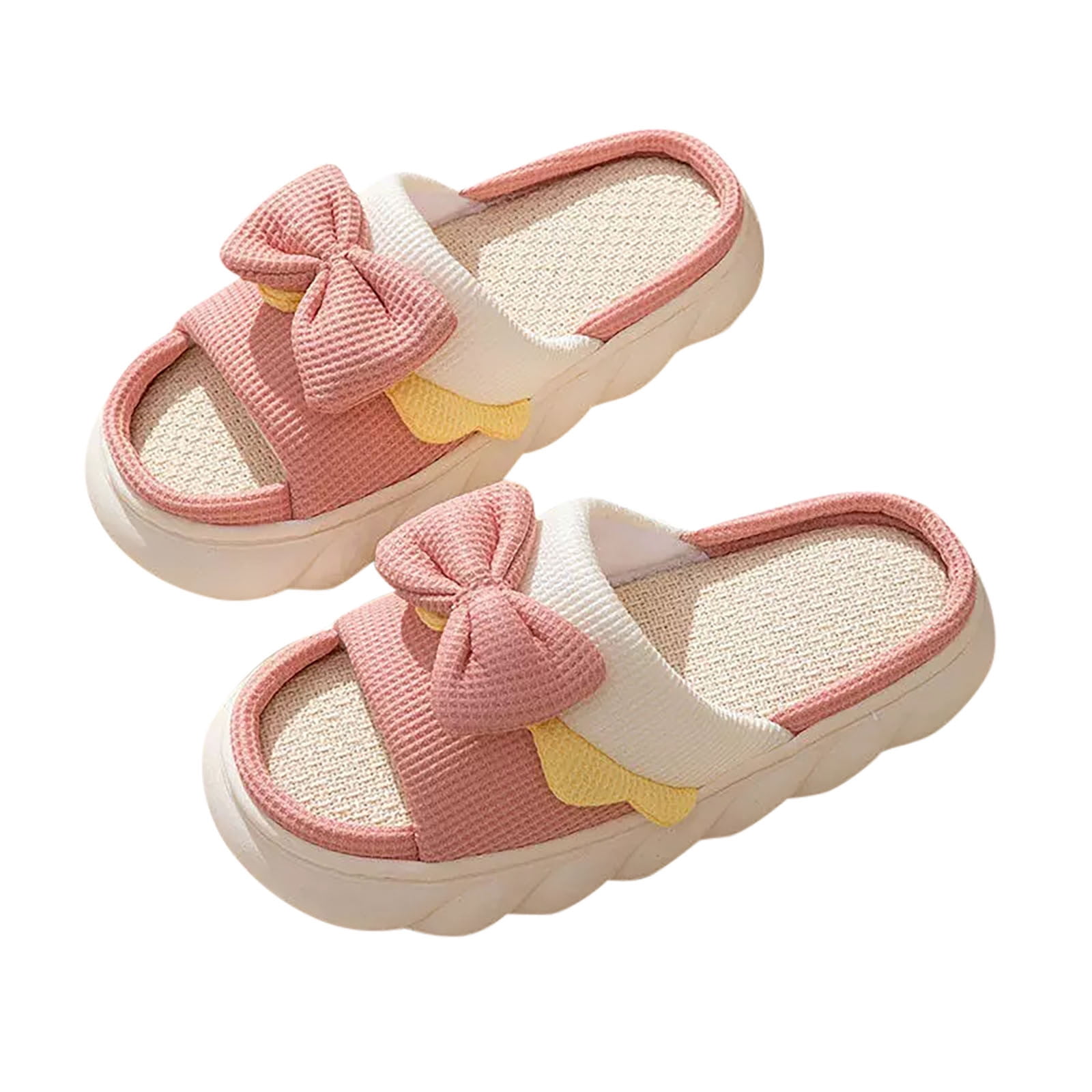 Miluxas Women's Memory Foam Open Toe Slide Slippers with Cute Bow and ...