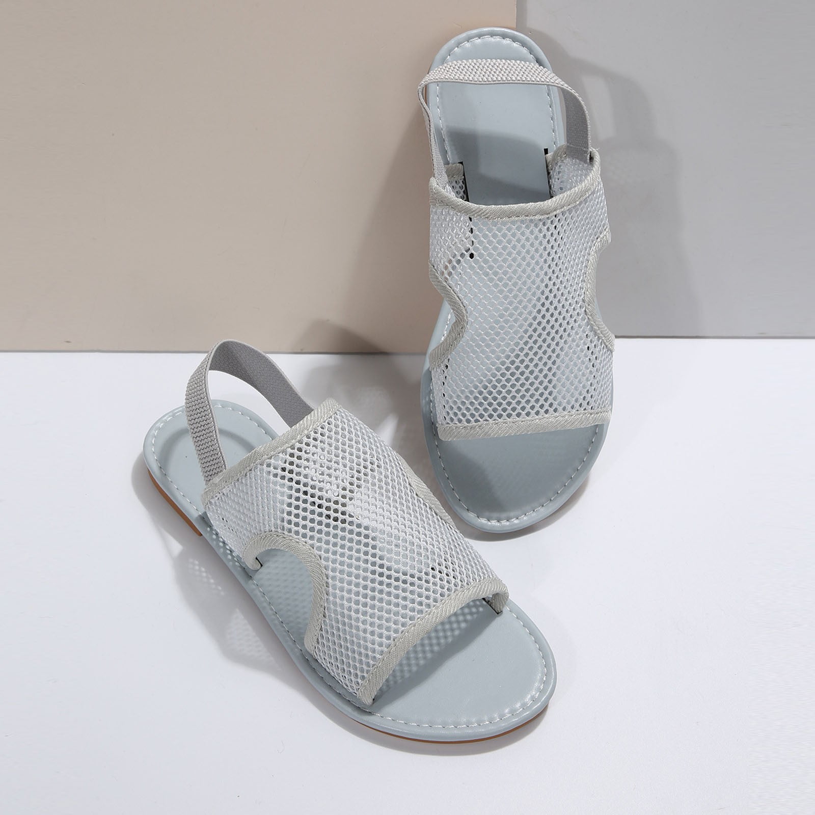 Miluxas Women's Mesh Hollow Out Sandals Cut Out Fishnet Summer Flat ...