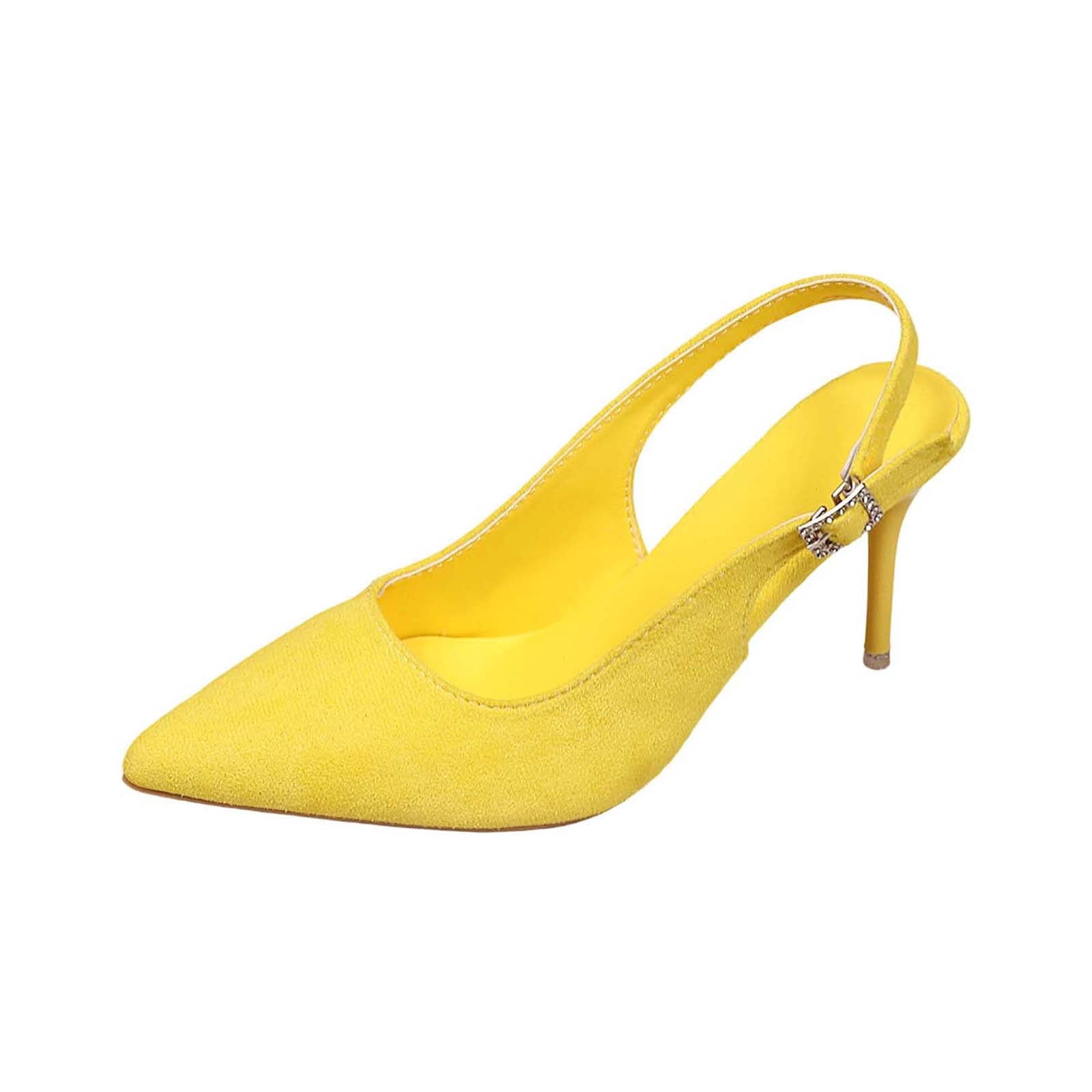 Miluxas Women's Slingback High Heels Pointed Toe Stilettos Metal Buckle ...