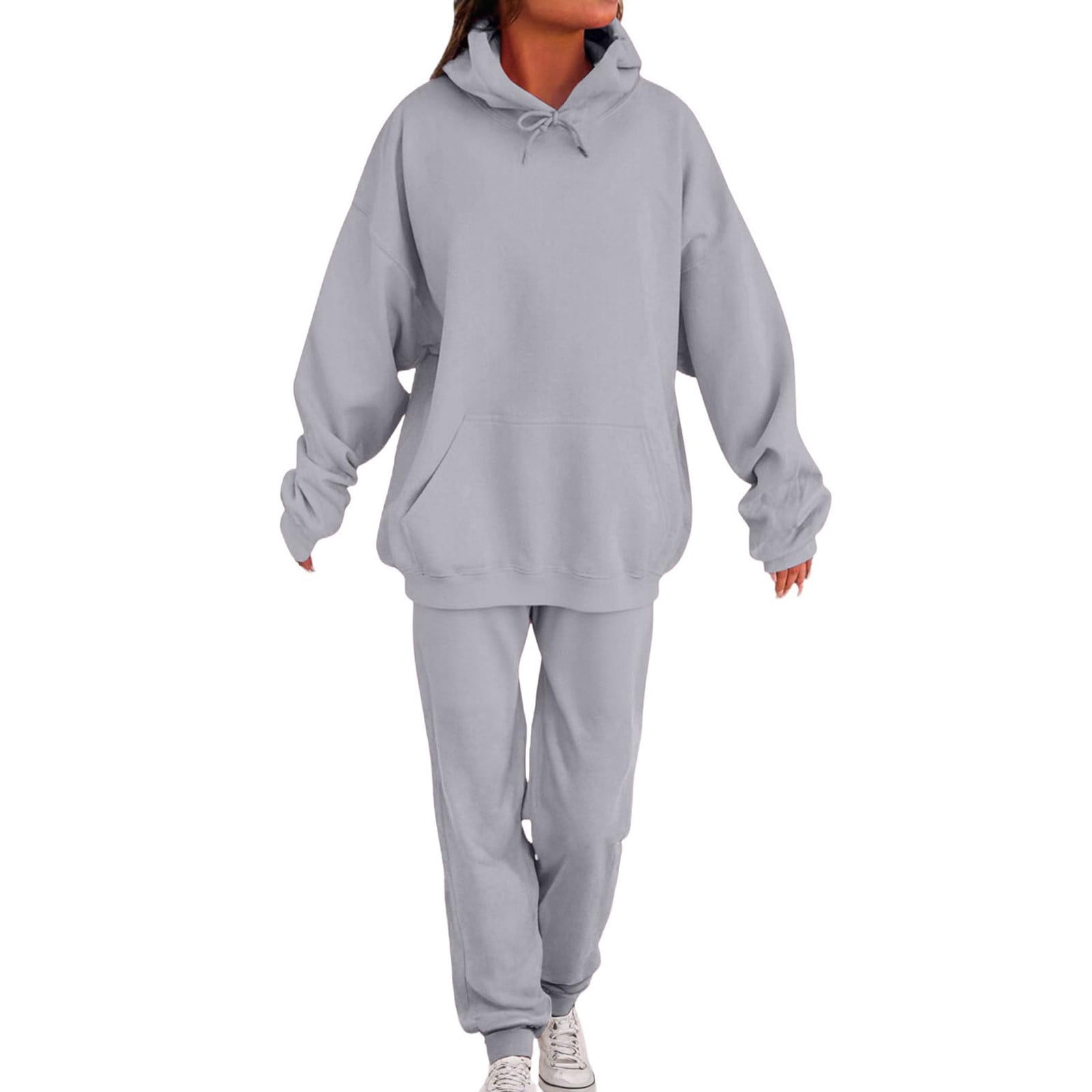 Miluxas Women's Two Piece Outfits Solid Sweatsuits Set Long Sleeve ...