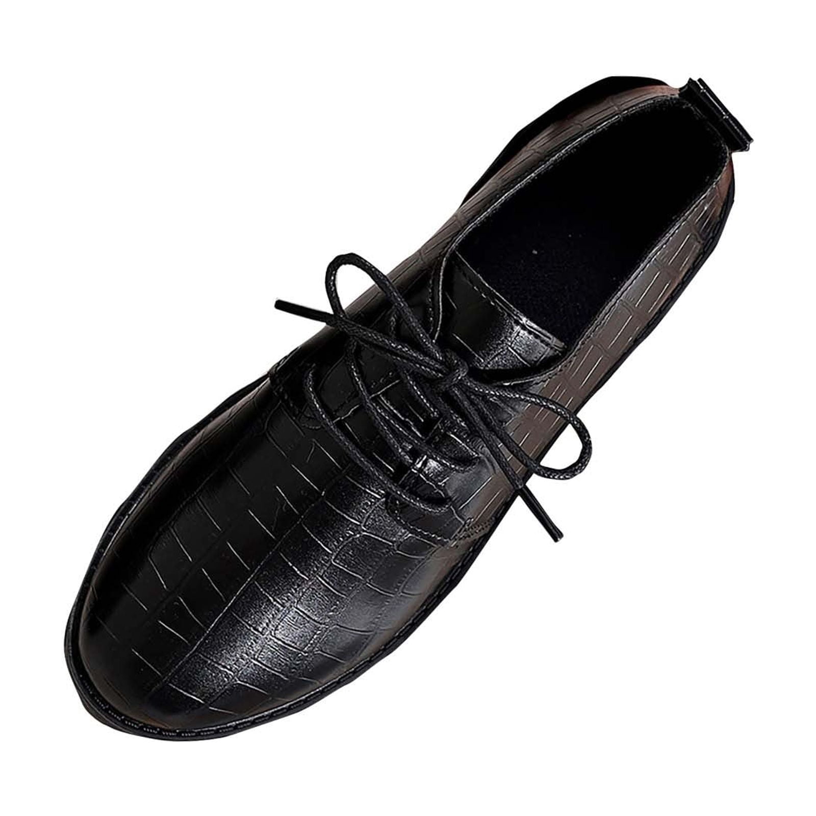 Miluxas Women's Vintage Shoe Lace up Leather Low Heel Brogues British ...